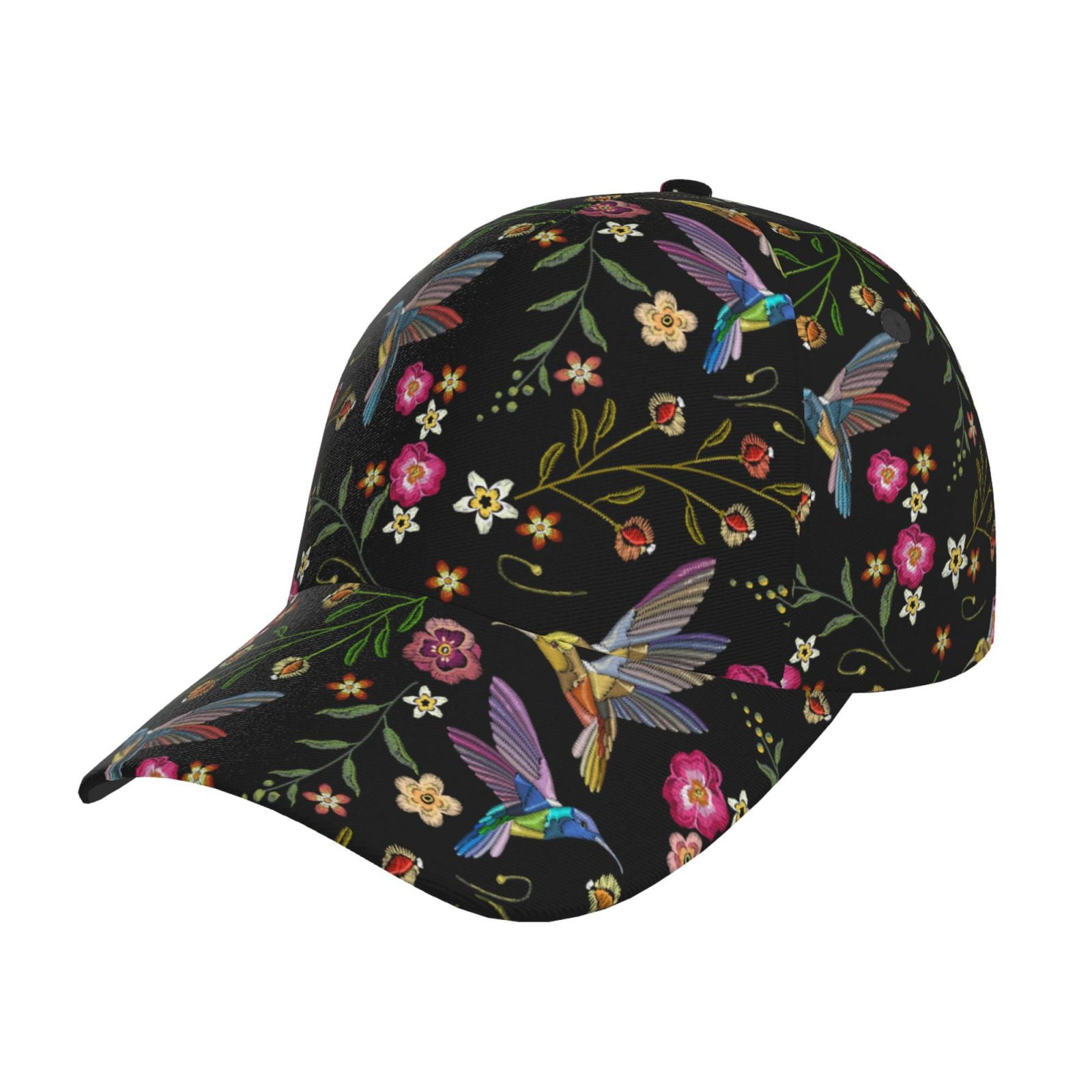 Baseball Cap Women Men- Hummingbird Flower Pattern Adjustable for ...