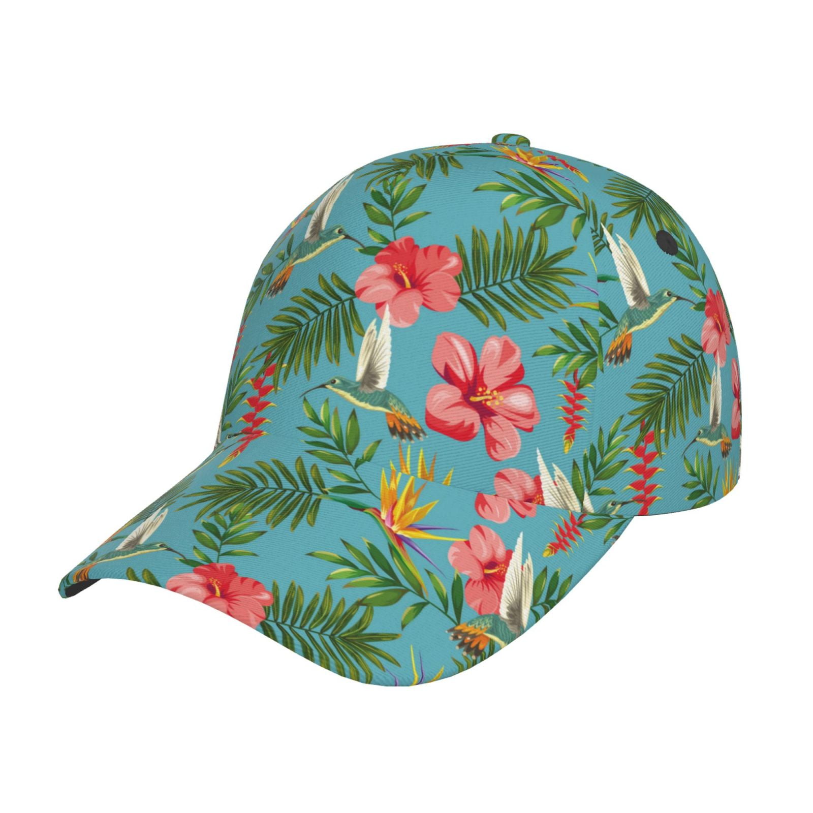 Baseball Cap Women Men- Hummingbird Green Leaf Red Hibiscus Adjustable ...