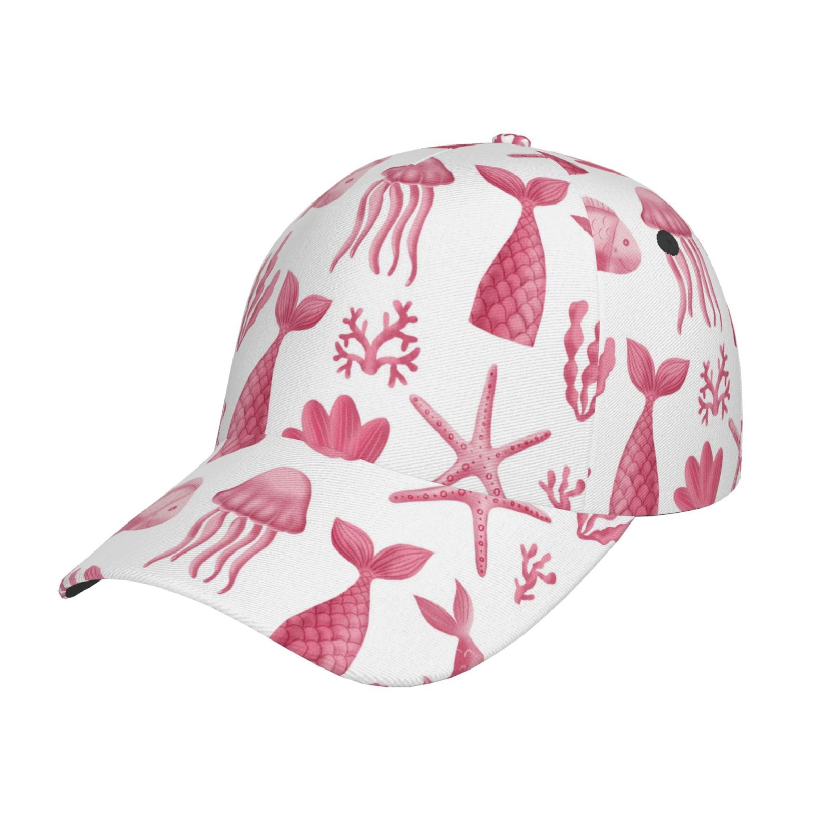 Baseball Cap Women Men- Pink Fish Jellyfish Adjustable for Baseball Hat ...