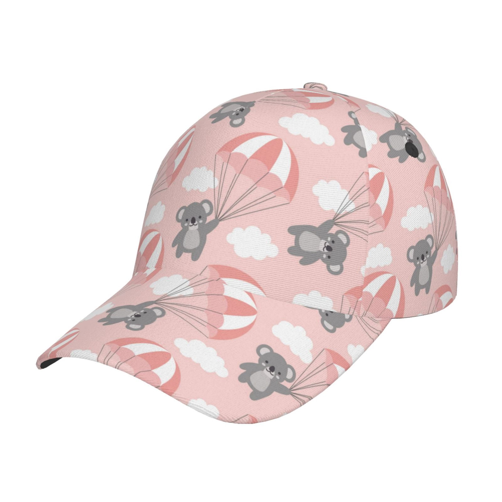 Baseball Cap Women Men- Pink Parachute Gray Koala Adjustable for ...