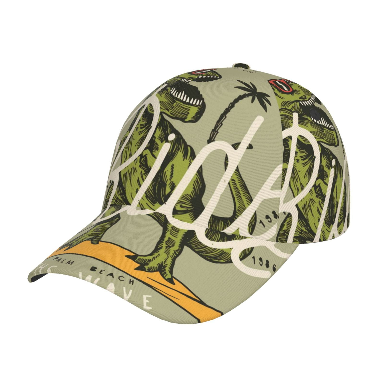 Baseball Cap Women Men- Ride The Wave Dinosaur Surfer Adjustable for ...