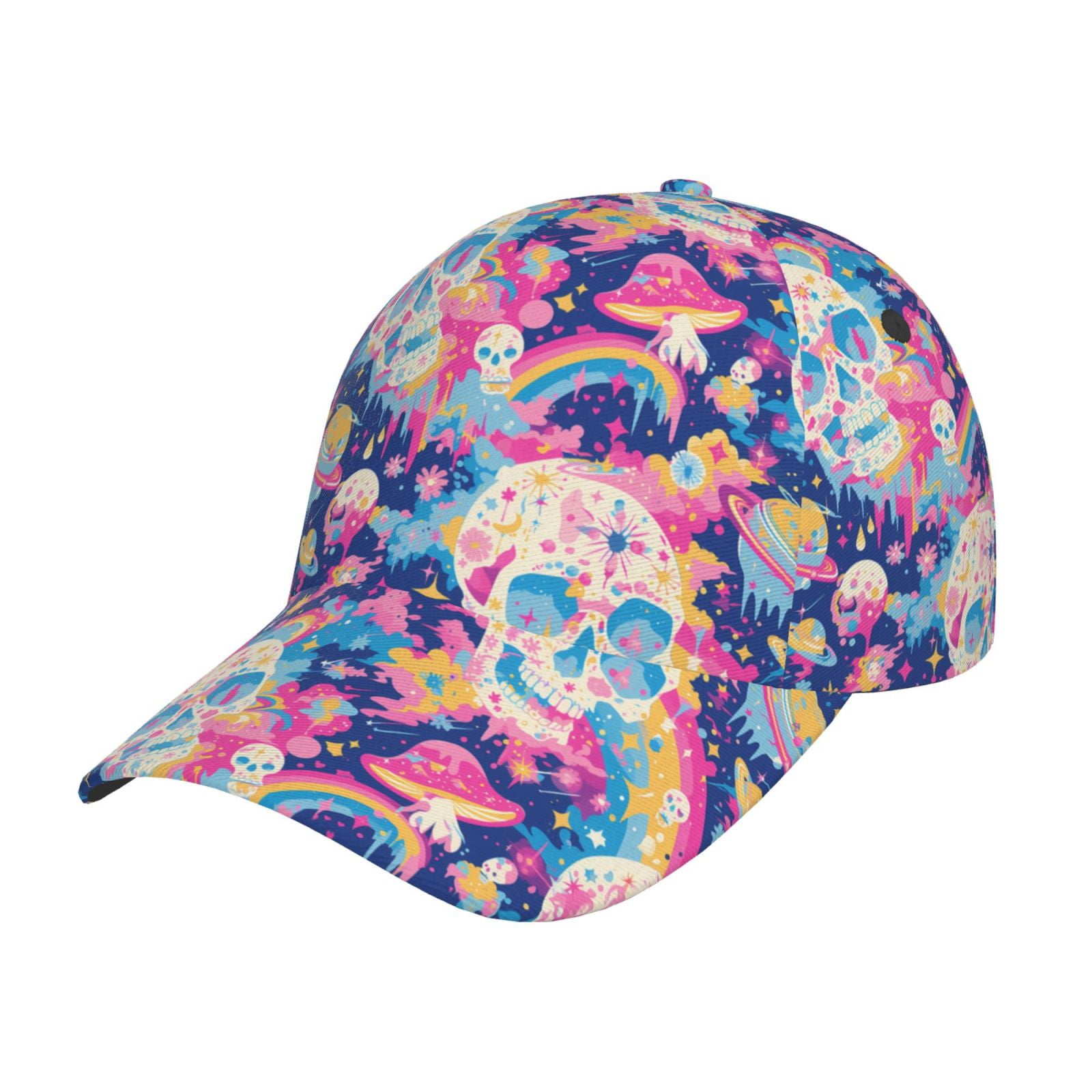 Baseball Cap Women Men- Skull rainbow color space Adjustable for ...