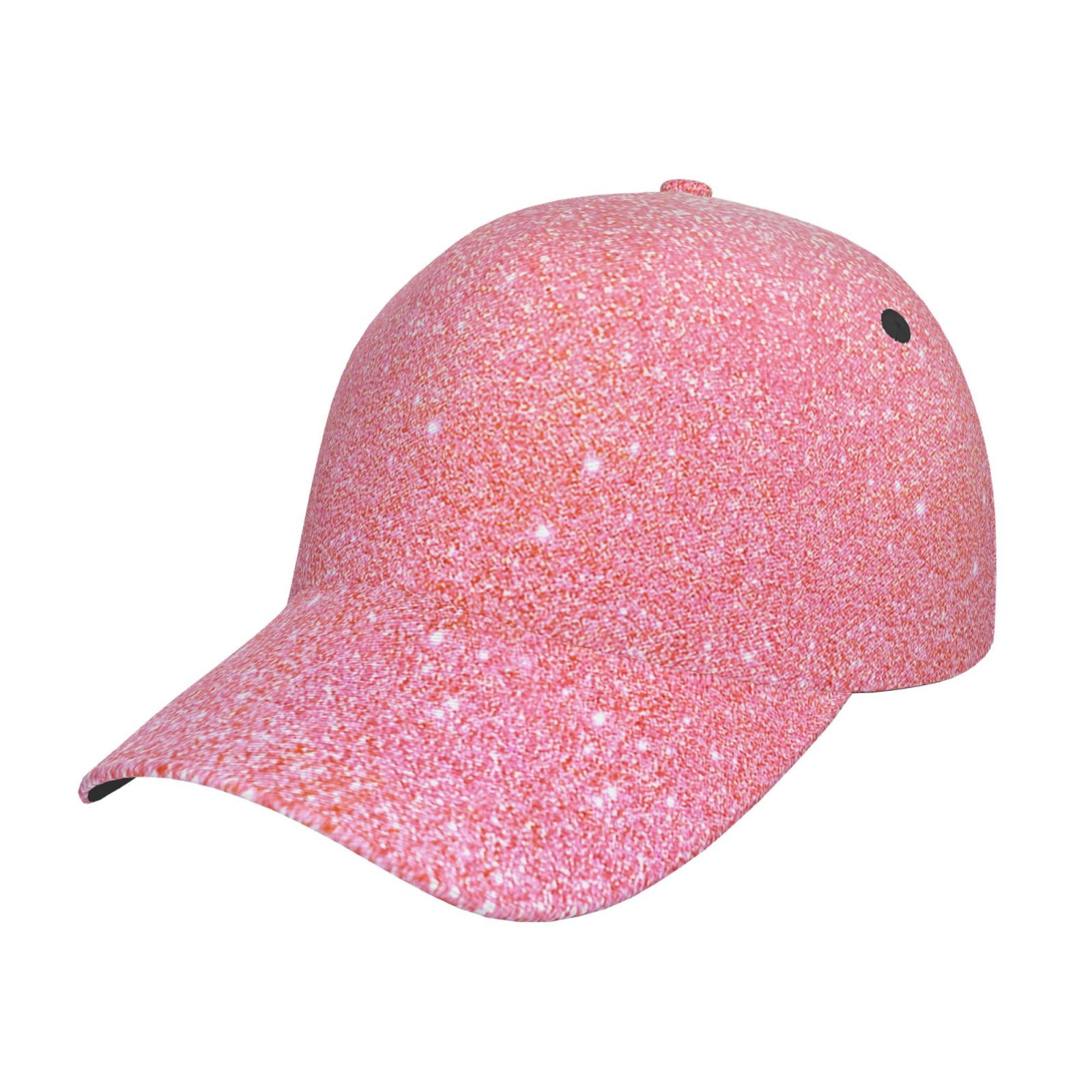 Baseball Cap Women Men- Sparkly Pink Glitter Adjustable for Baseball ...