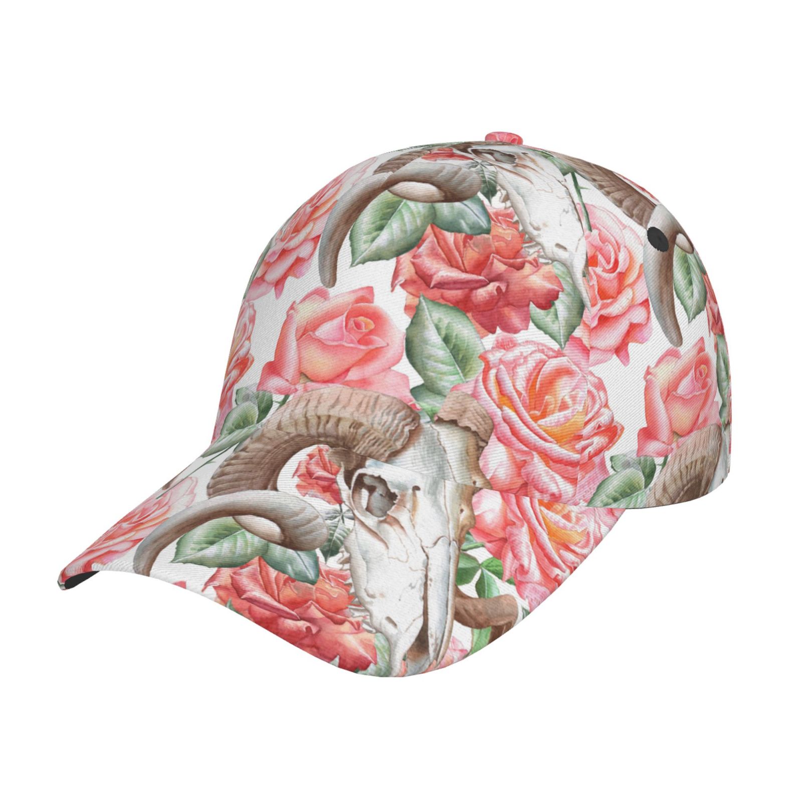 Baseball Cap Women Men- aesthetic roses goat skull Adjustable for ...