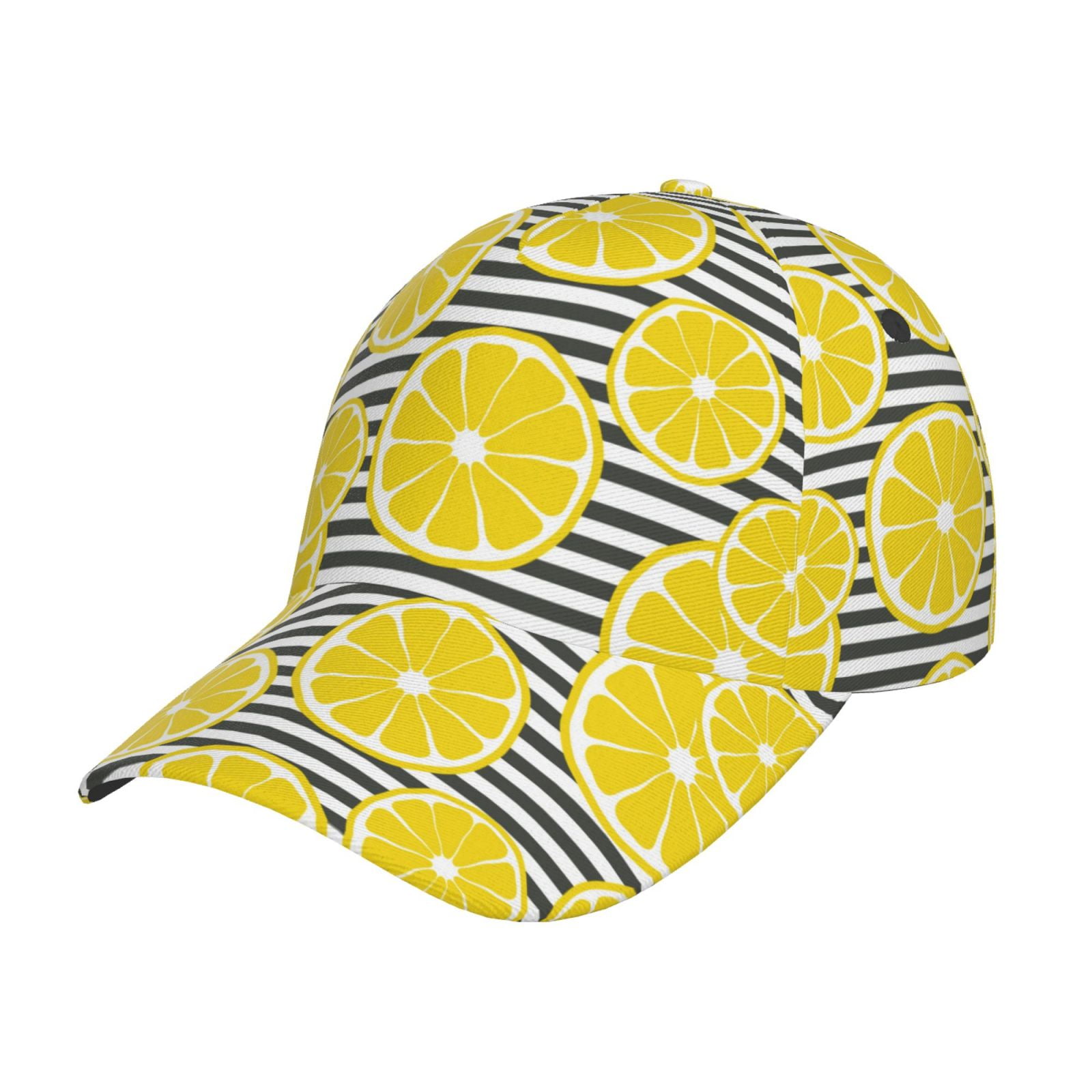 Baseball Cap Women Men- yellow Lemon print Adjustable for Baseball Hat ...