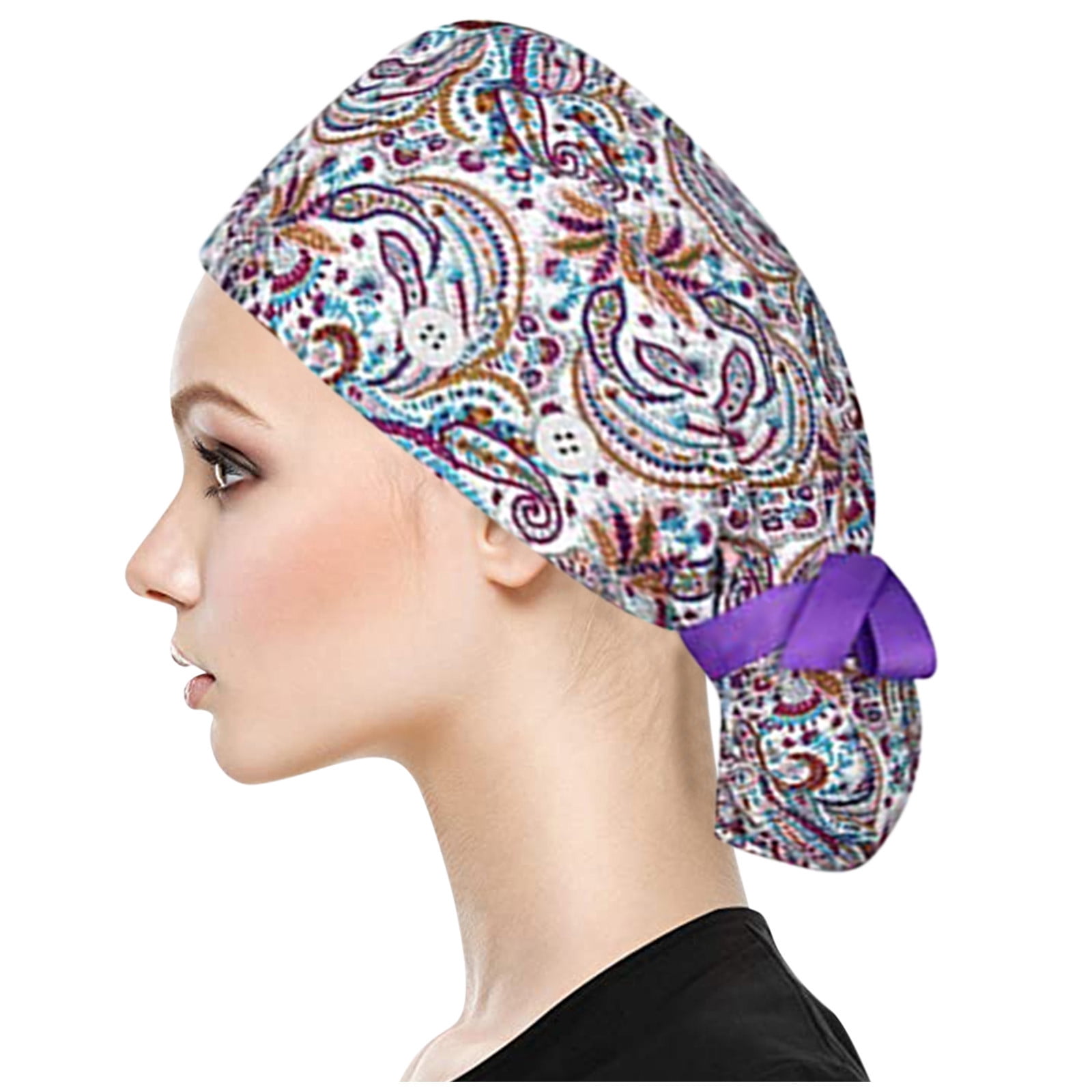 Baseball Cap Women, Multicolor Scrub Hat With Buttons With Sweatband ...