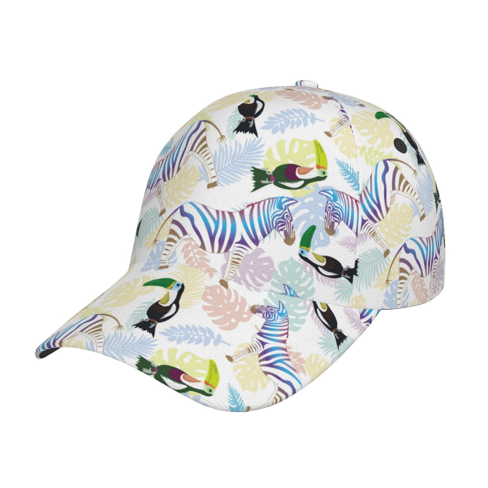 Baseball Cap, Zebra toucan tropical leaves Trucker Hats Women Dad Hat ...