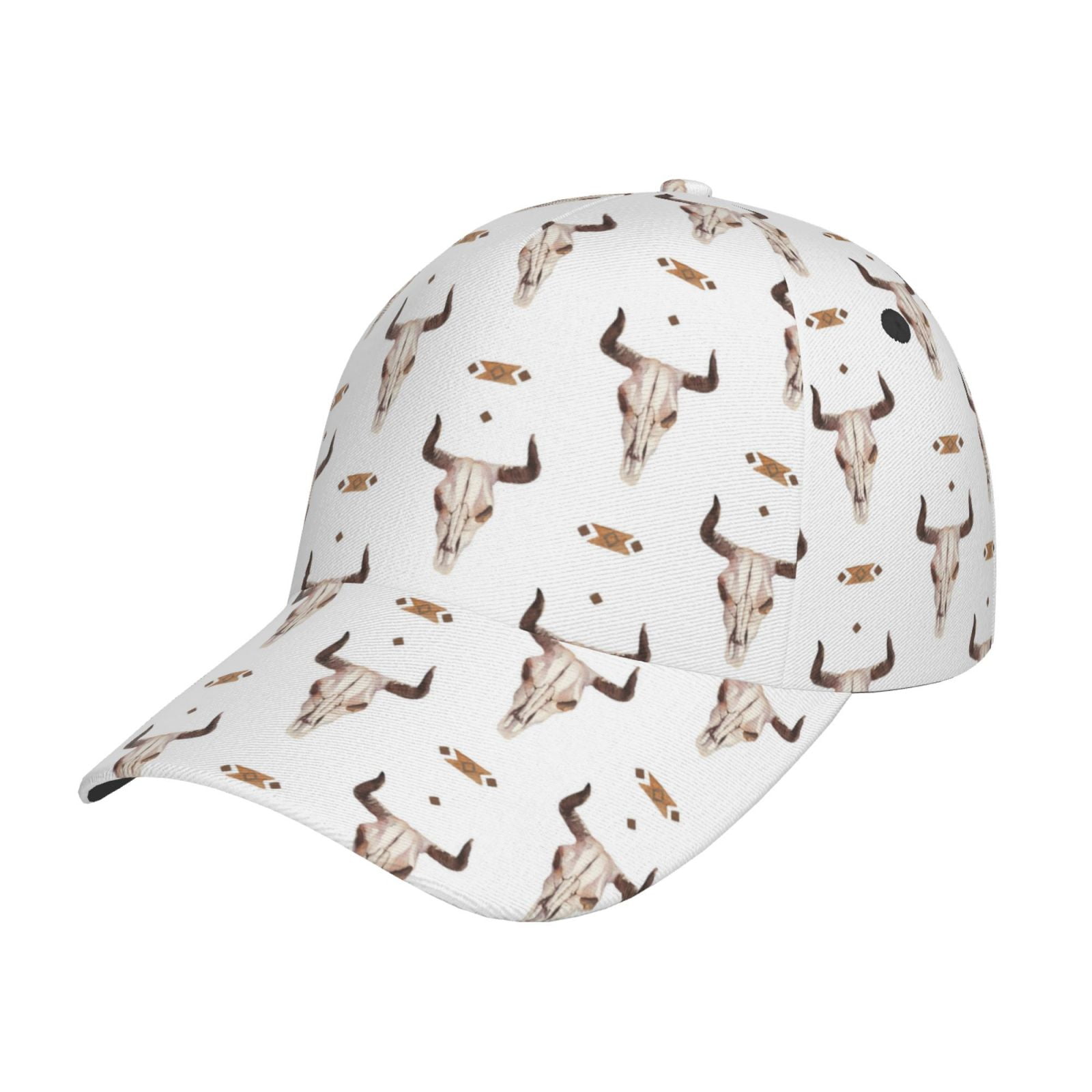 Baseball Cap - boho cow skull Indian style Hats for Men Women Low ...