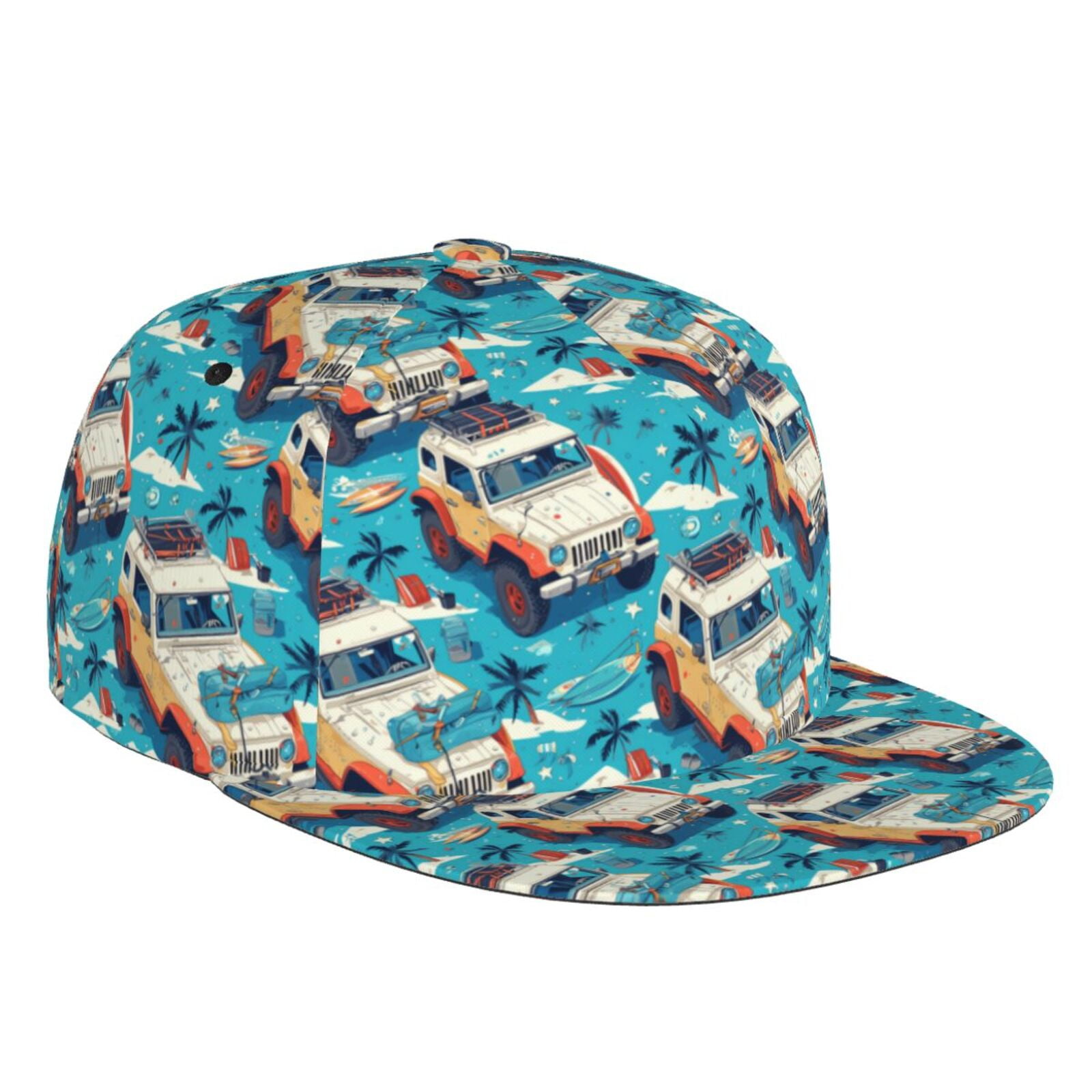 Baseball Cap coconut tree travel SUV Flat Brim Hats for Men and Women ...