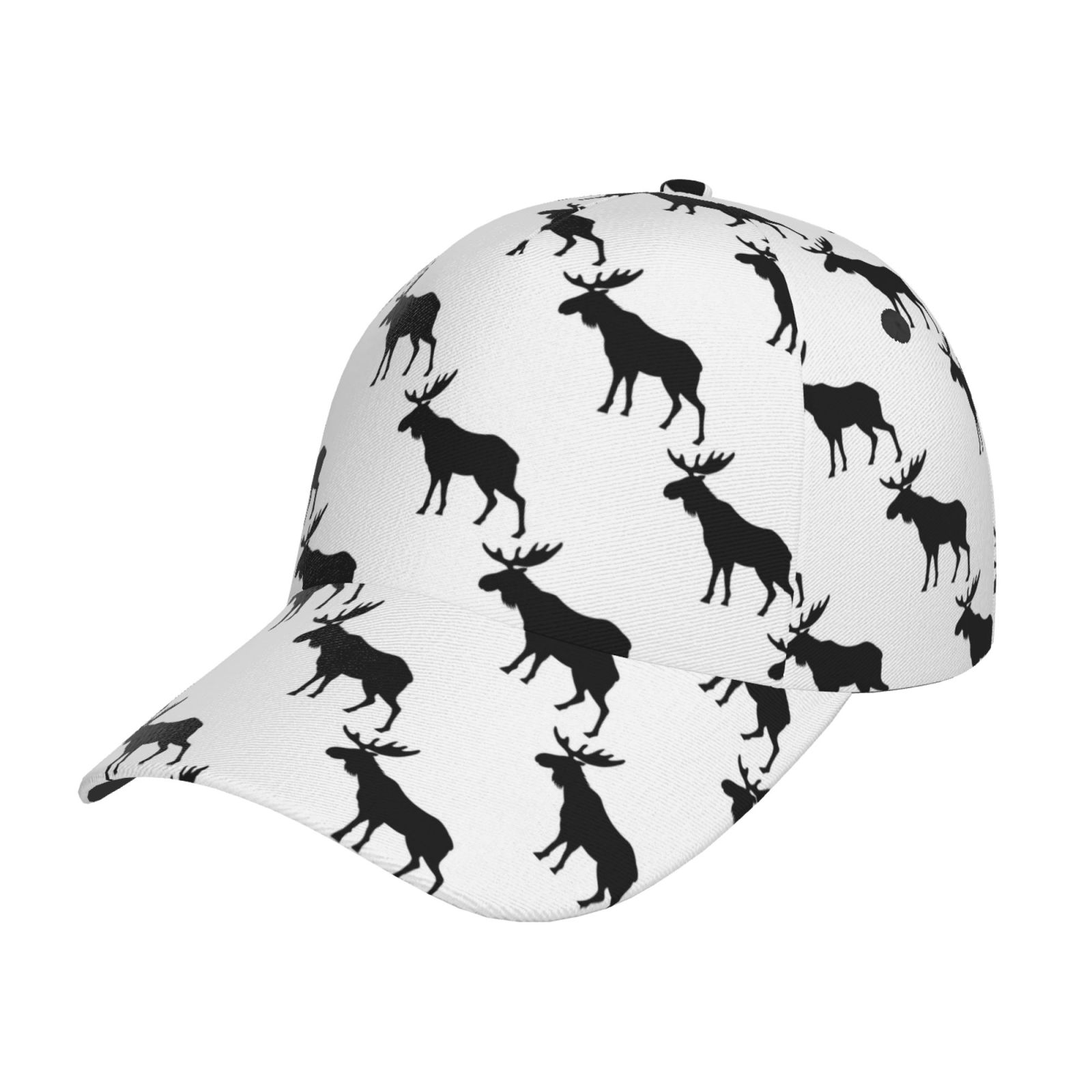 Baseball Cap - cool black Moose Elk white Adjustable Size Hats for Men ...