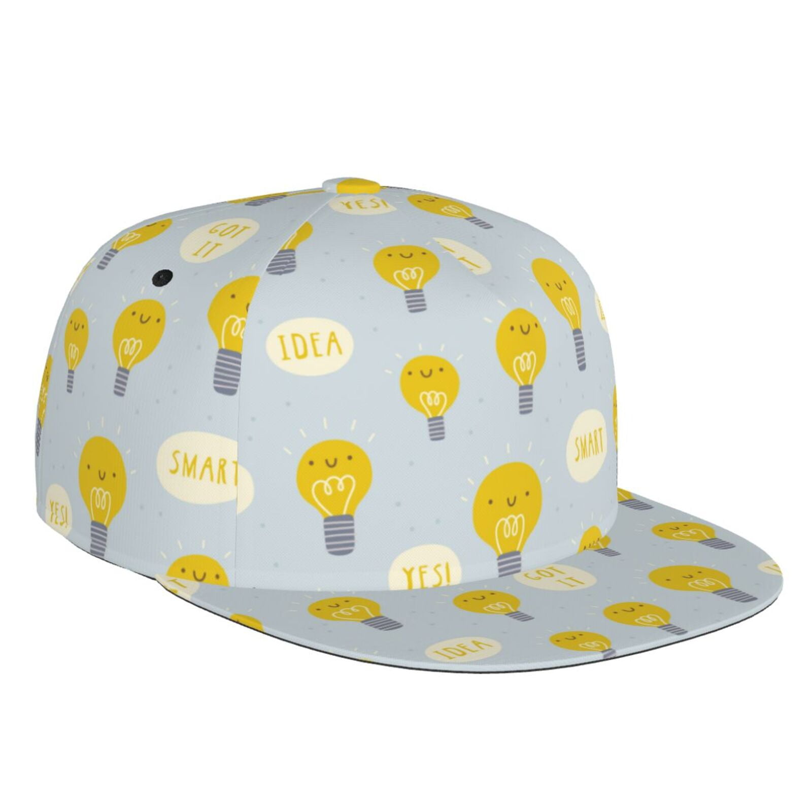 Baseball Cap cute Light Bulb Pattern Flat Brim Hats for Men and Women ...