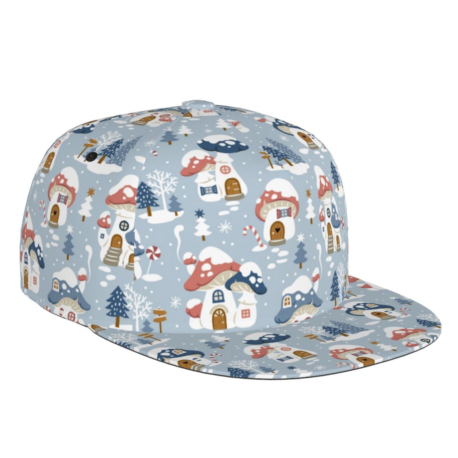 Baseball Cap cute Mushroom Village Flat Brim Hats for Men and Women ...