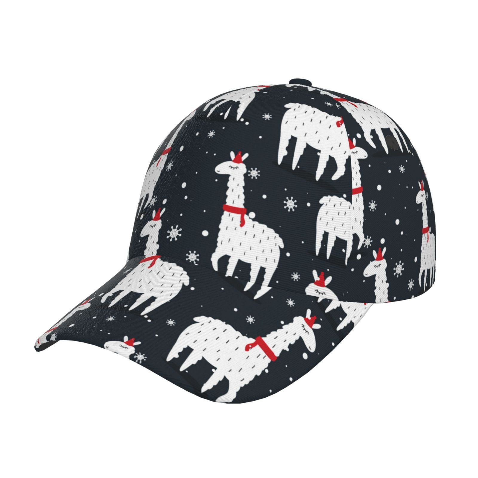 Baseball Cap, cute alpacas Lamas snowflakes black Trucker Hats Women ...