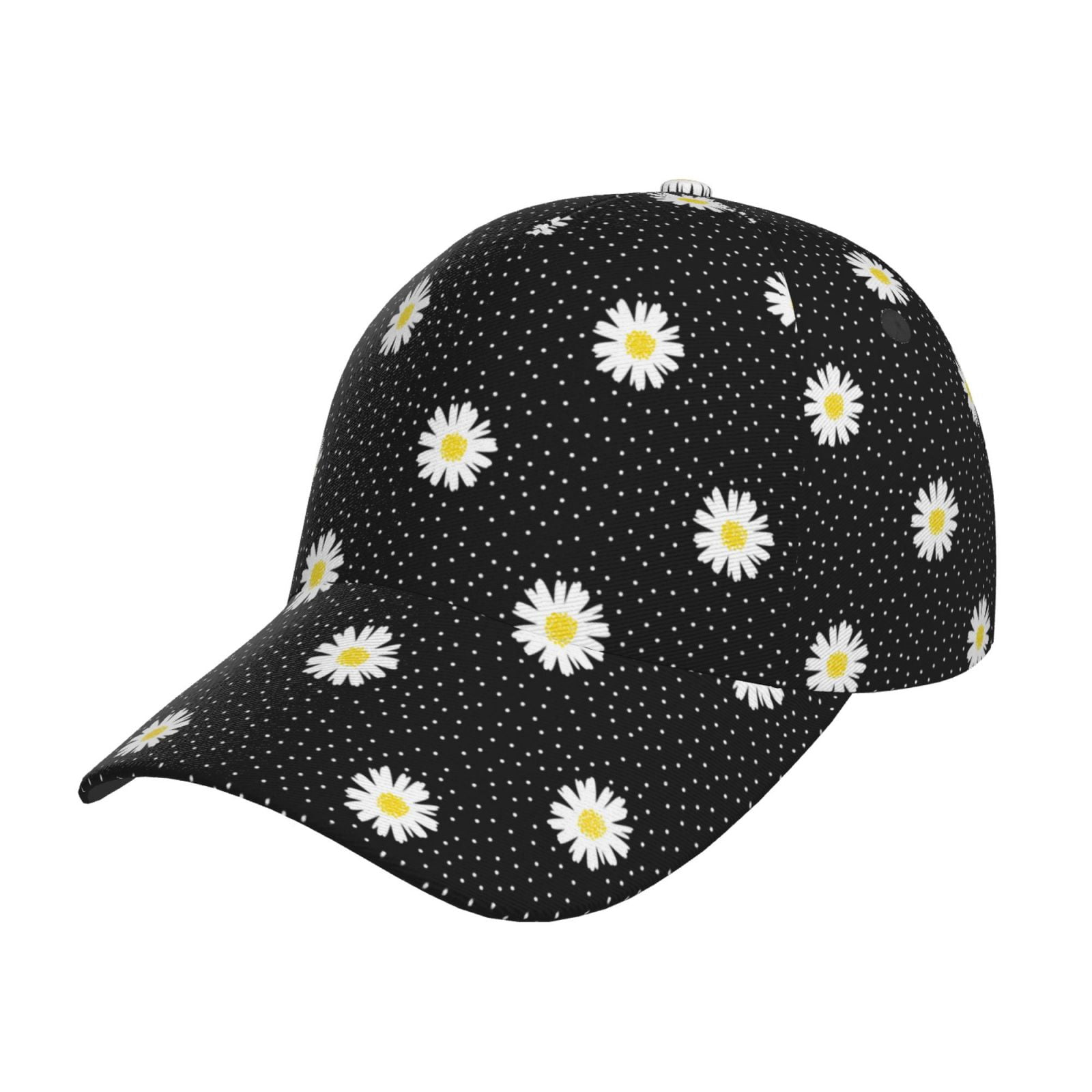 Baseball Cap, daisy polka dot dotted black Sun Hats for Men Women ...