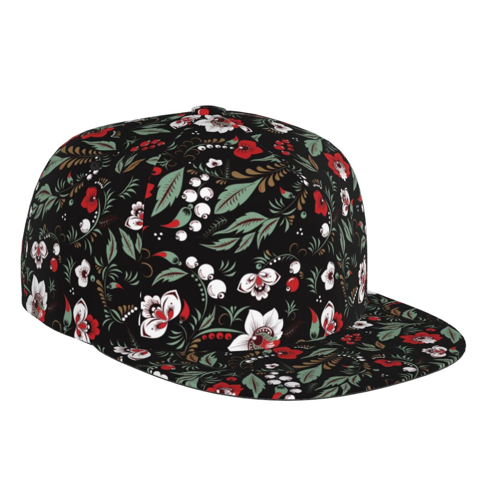 Baseball Cap floral prints Flat Brim Hats for Men and Women, Adjustable ...