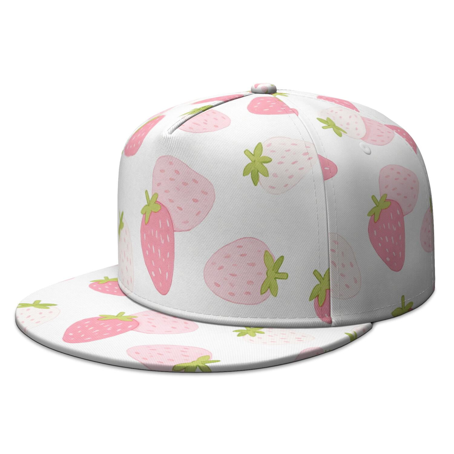 Baseball Cap for Men Women,Strawberry Lat Brim Cap Teens Adjustable ...