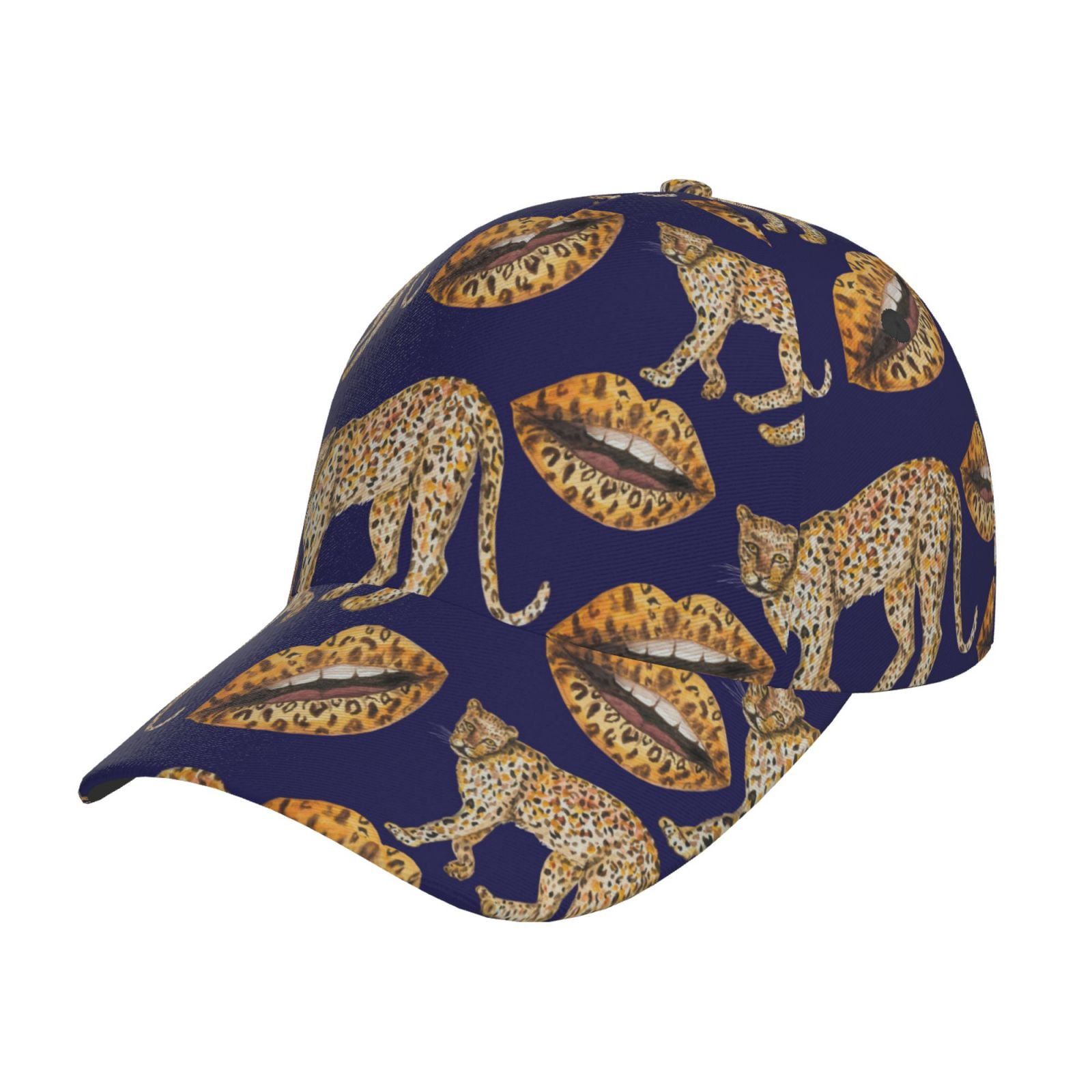 Baseball Cap, funny lip Leopard print blue Sun Hats for Men Women ...