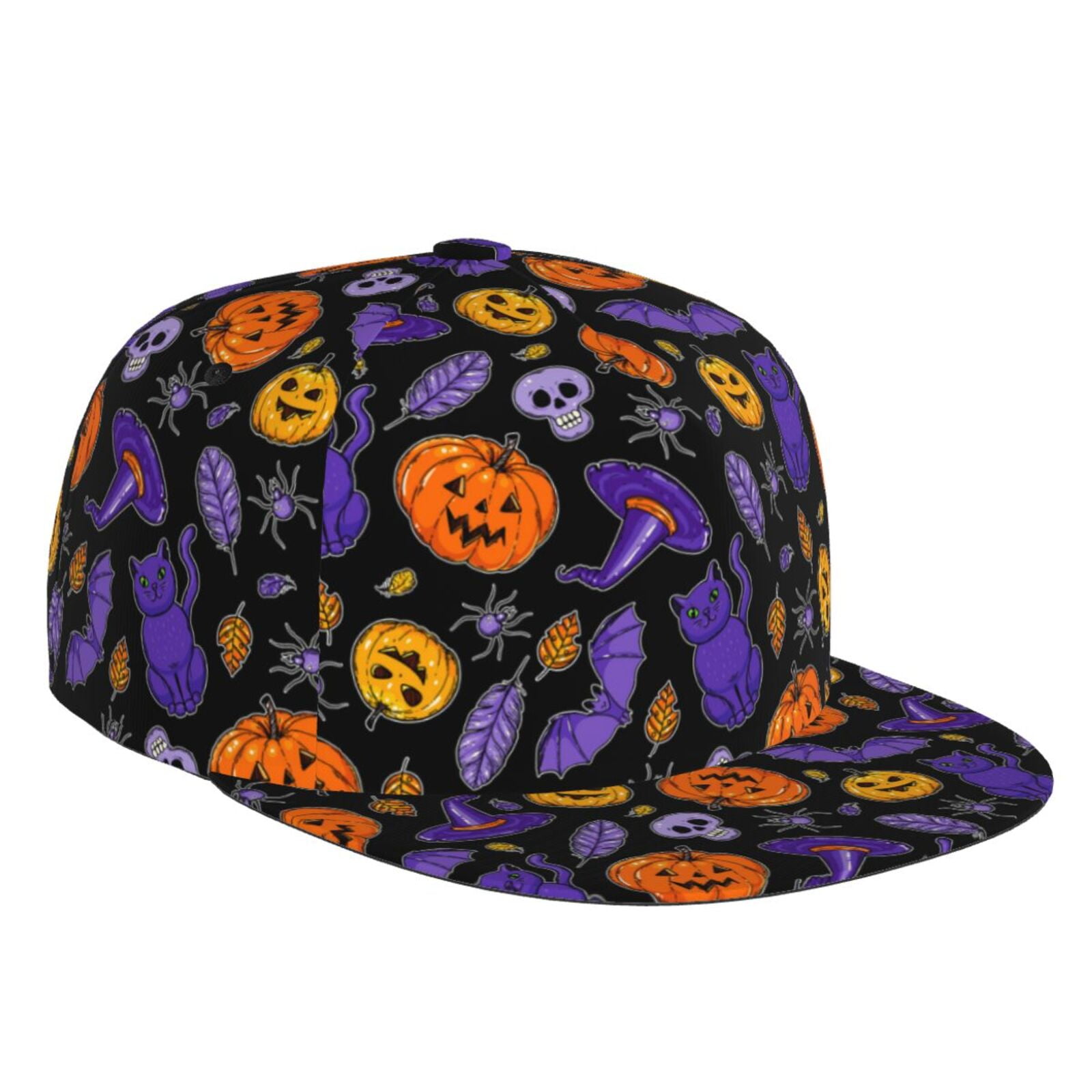 Baseball Cap hat bat halloween pumpkins Flat Brim Hats for Men and ...