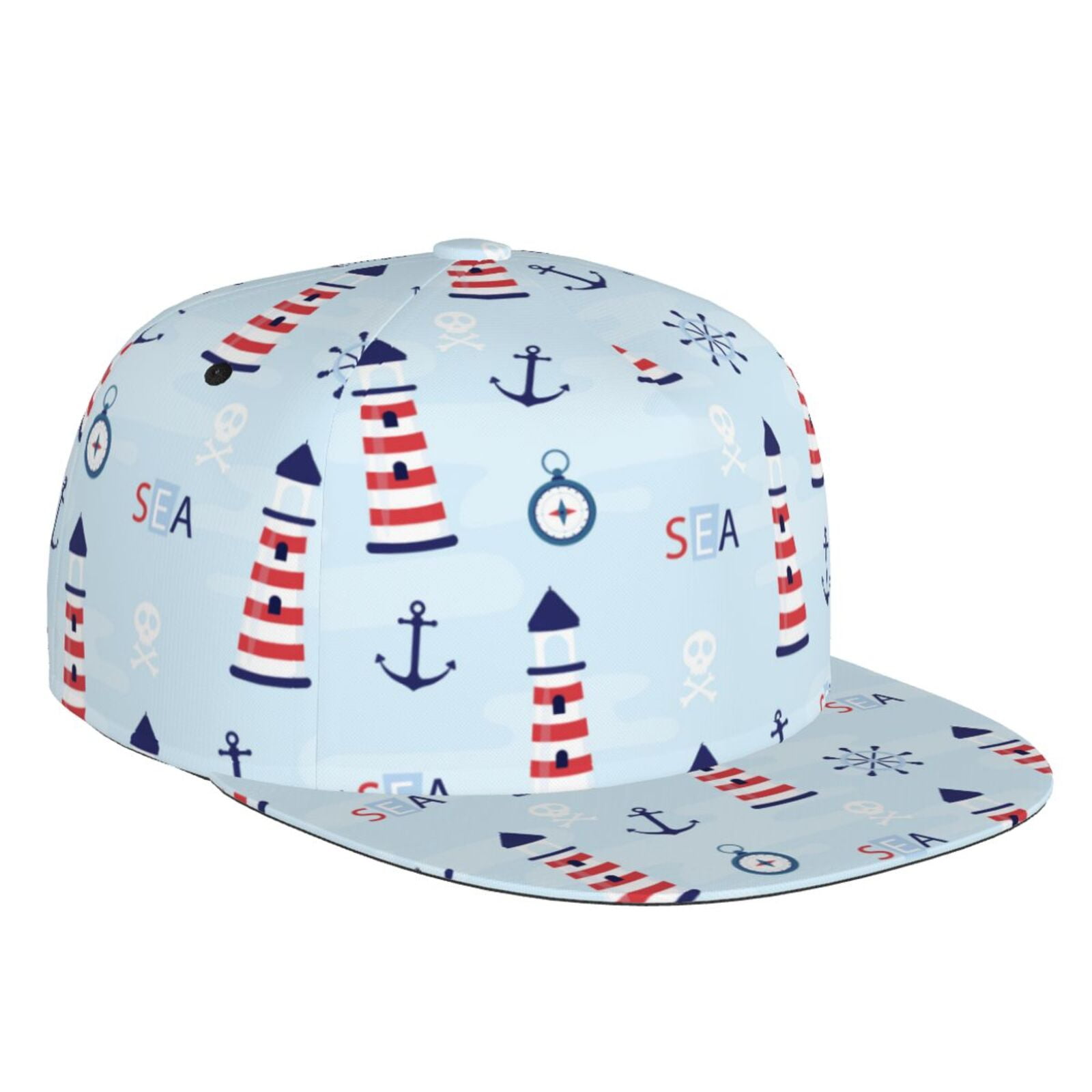 Baseball Cap - lighthouse steering wheel anchor blue Hats for Men/Women ...