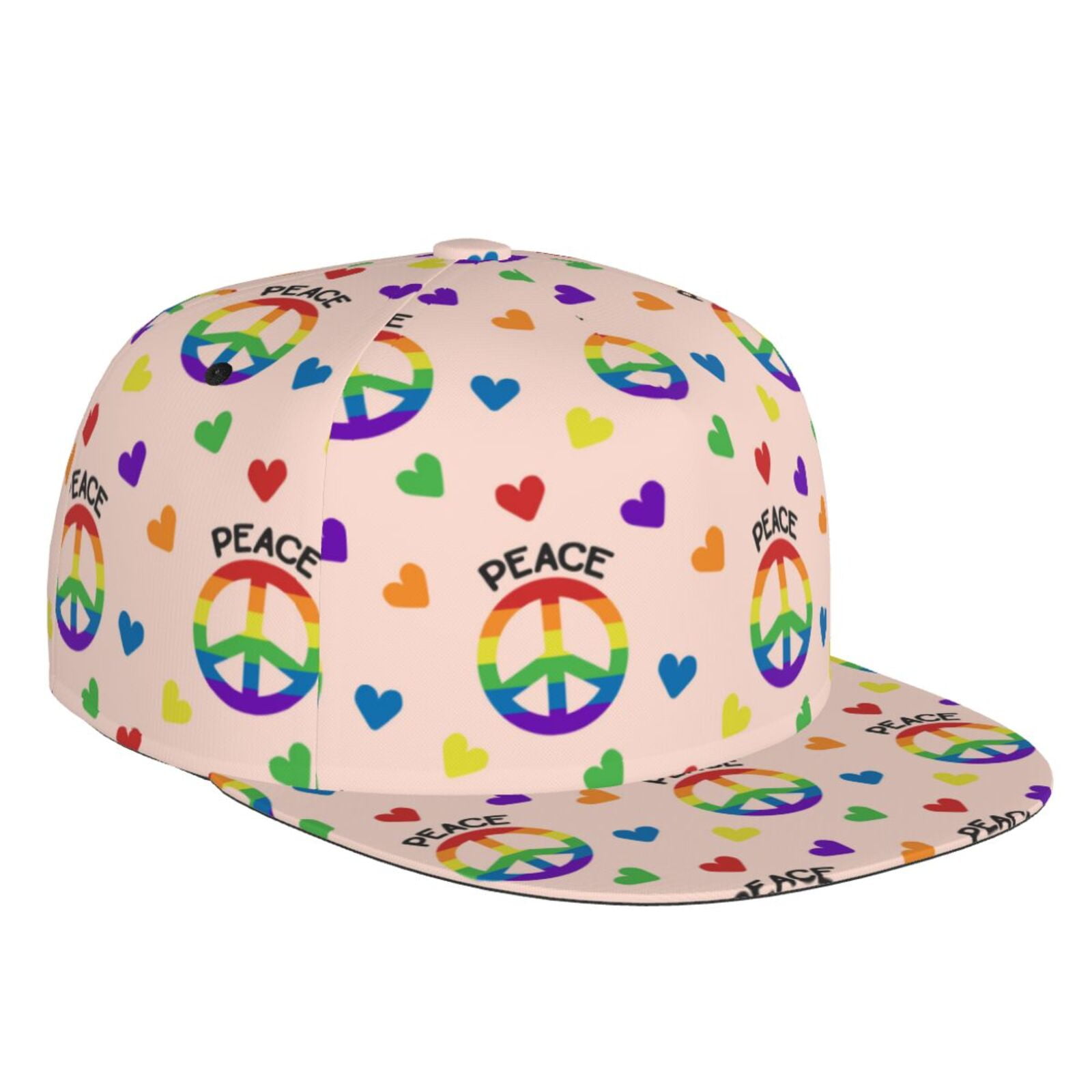 Baseball Cap - rainbow hearts peace sign Hats for Men/Women Low Profile ...