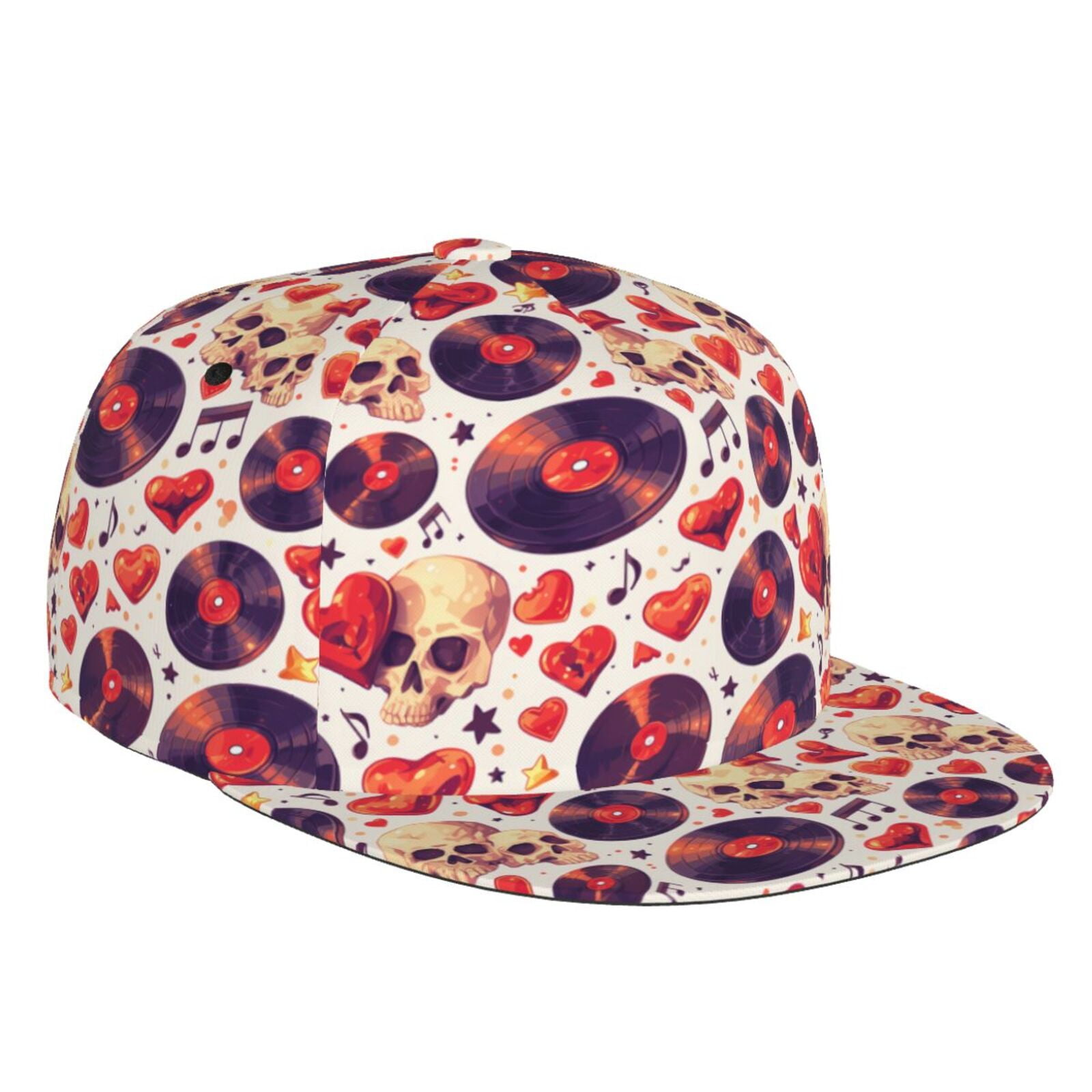 Baseball Cap - rock Skull record heart Hats for Men/Women Low Profile ...
