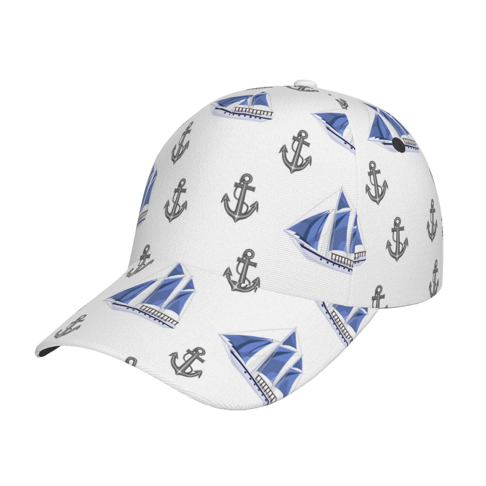 Baseball Cap, ship blue sails anchors white Trucker Hats Women Dad Hat ...