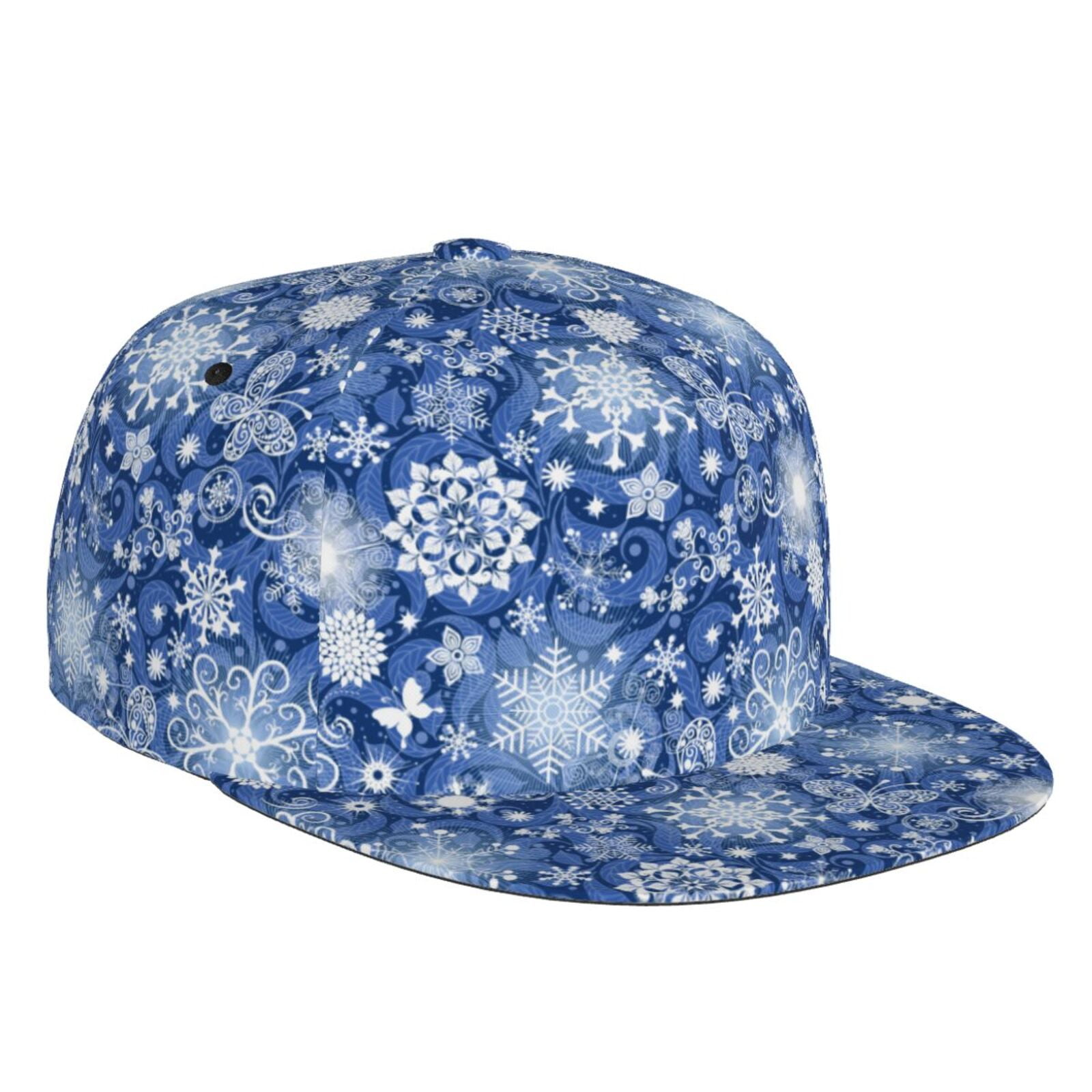 Baseball Cap - whiet Snowflake blue background Hats for Men/Women Low ...