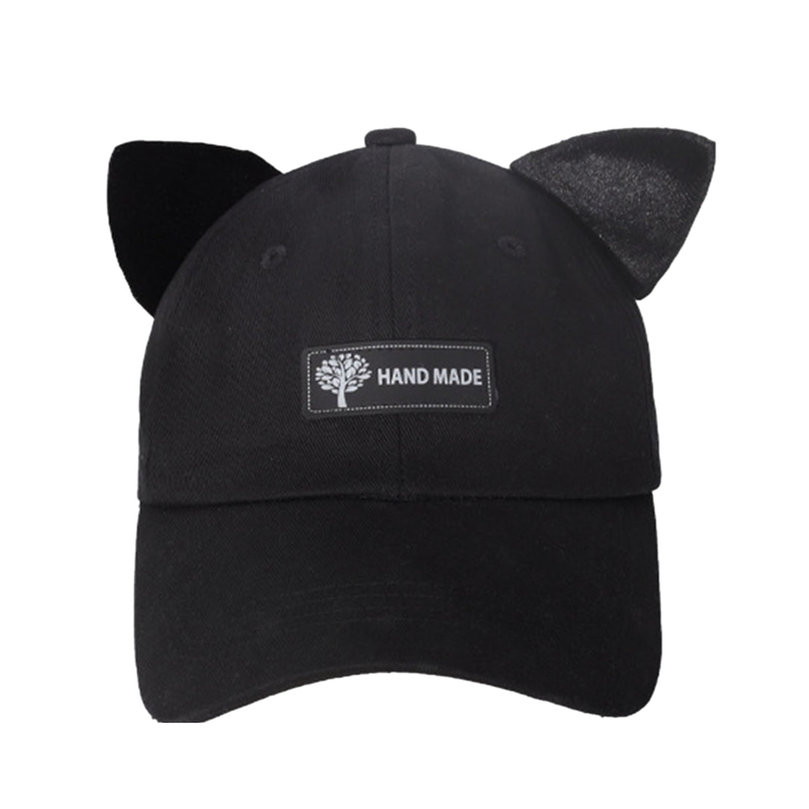 Baseball Cap with Cat Ears Decor for Men and Women, Vintage Washed ...
