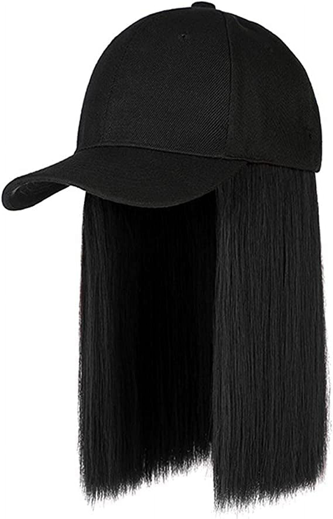 Baseball Cap with Hair Extensions Straight Short Bob Hairstyle Funny ...