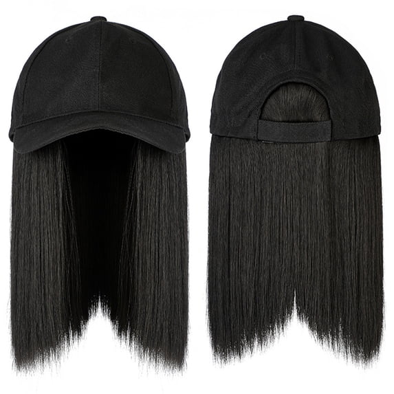 Baseball Cap with Straight Hair Wig, Baseball Cap Straight Hairstyle ...