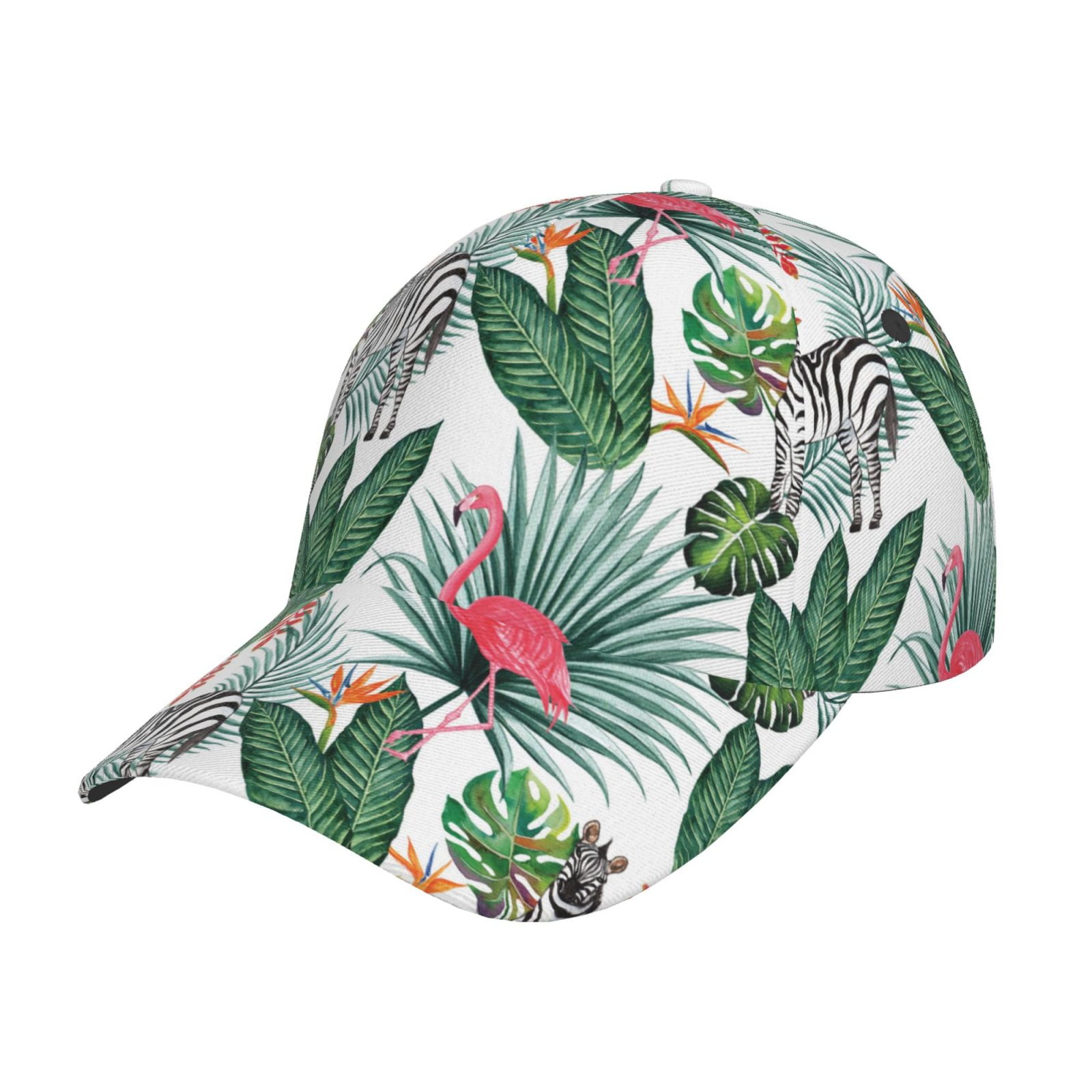Baseball Cap, zebra Flamingo Tropical Palm leaves Sun Hats for Men ...