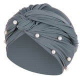 Baseball Caps Base Hat for Women with Pearl Beading Turban Style Ruffle ...