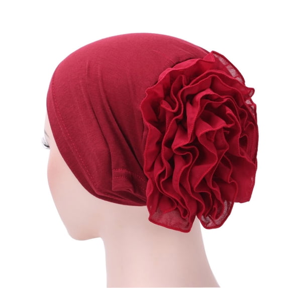 Baseball Caps Highlight Women Flower Ruffle Hat Scarf Head Wrap Cap for ...