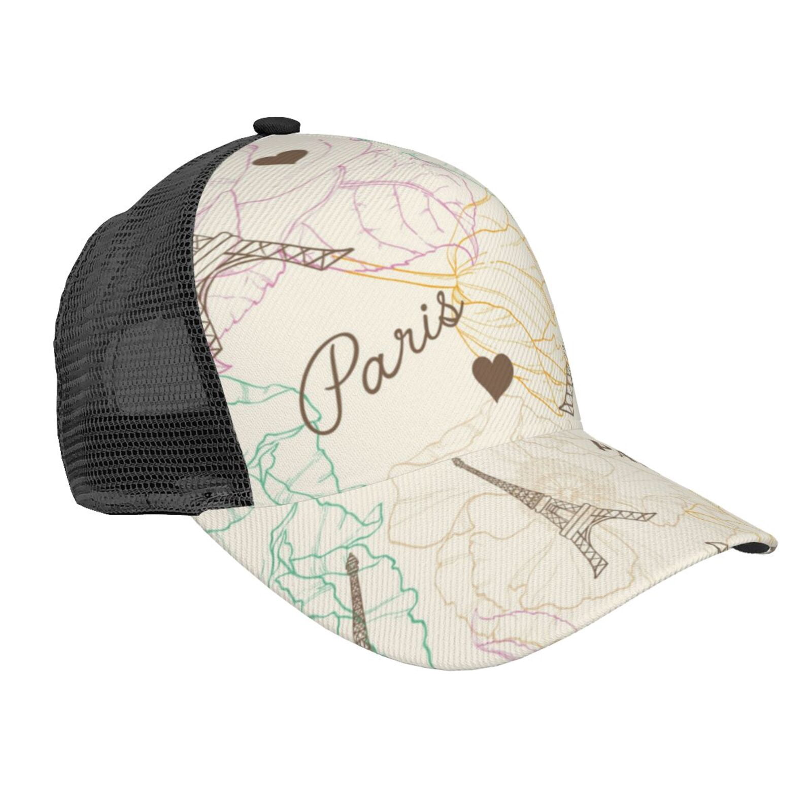 Baseball Caps Mesh Dad Snapback Outdoor Hats for Men Women, Eifel Tower ...