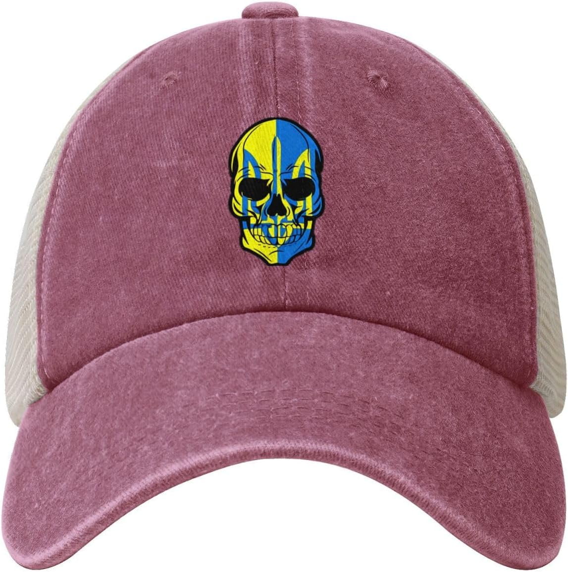 Baseball Caps Skull Ukraine Flags Hat Cap Adjustable Fitted Hat Black ...