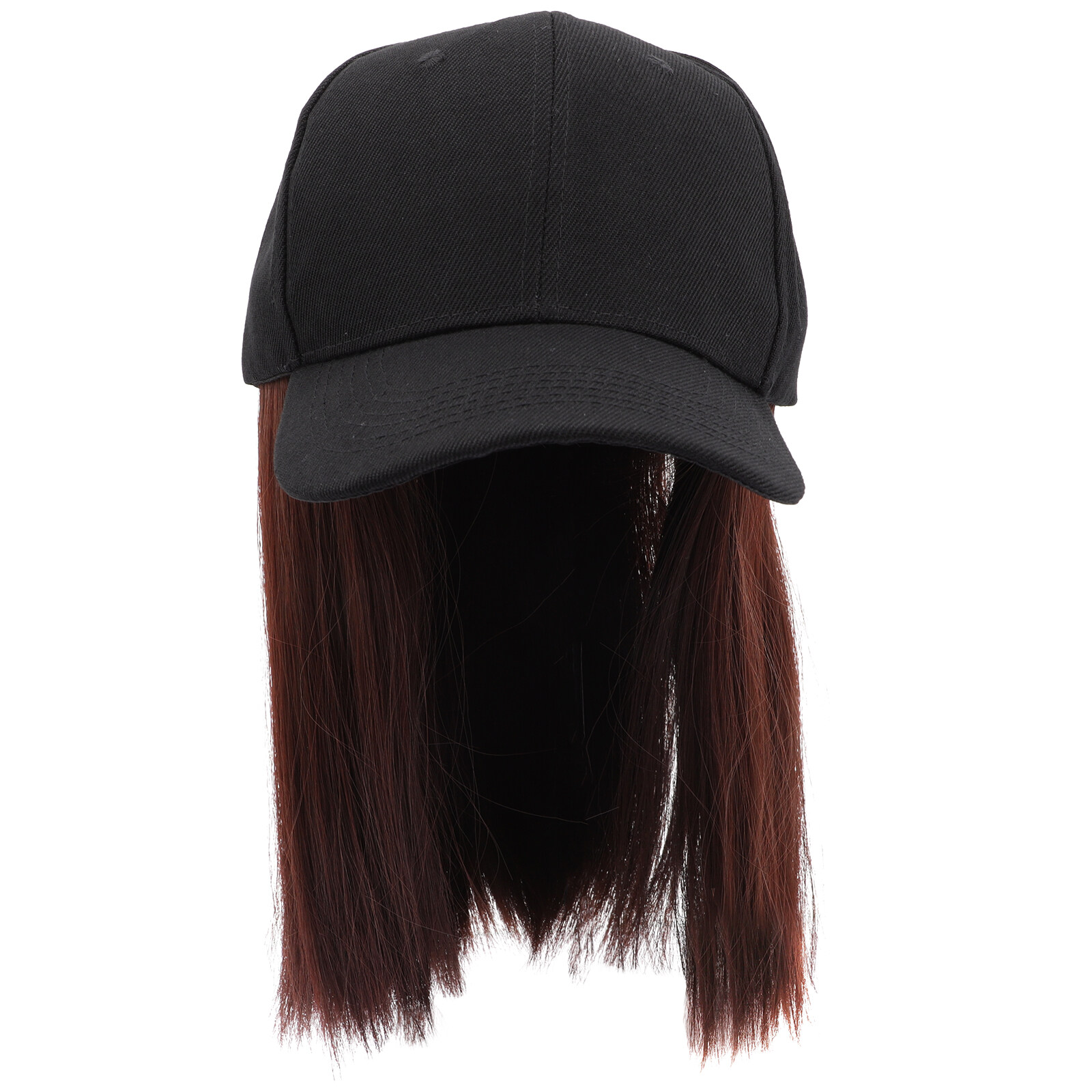 Baseball Caps with Hair Human Clavicle Wig Cap Fake Hair Hat Miss ...
