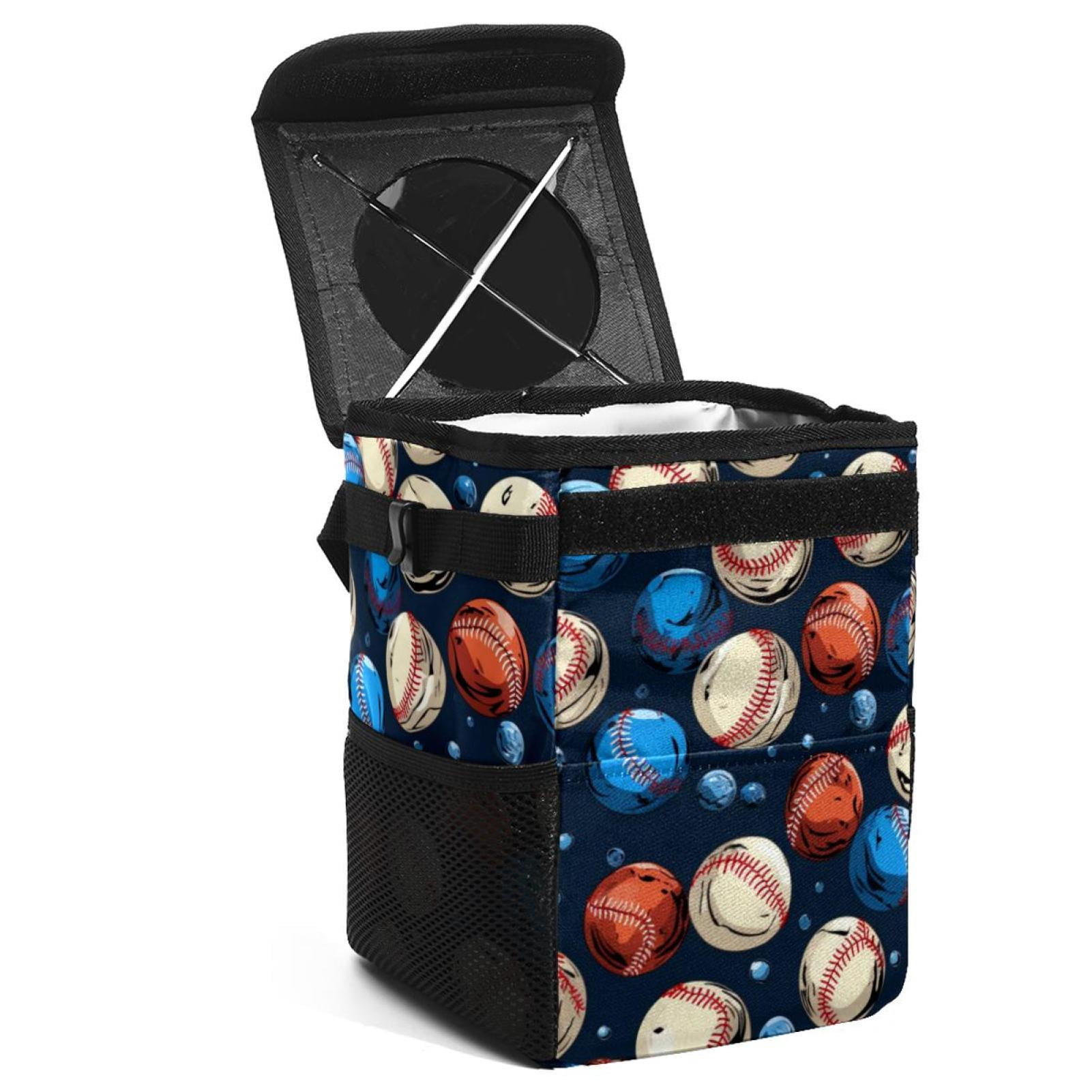 Baseball Car Garbage Can Trash Can for Car, Foldable, with Lid, Leak ...
