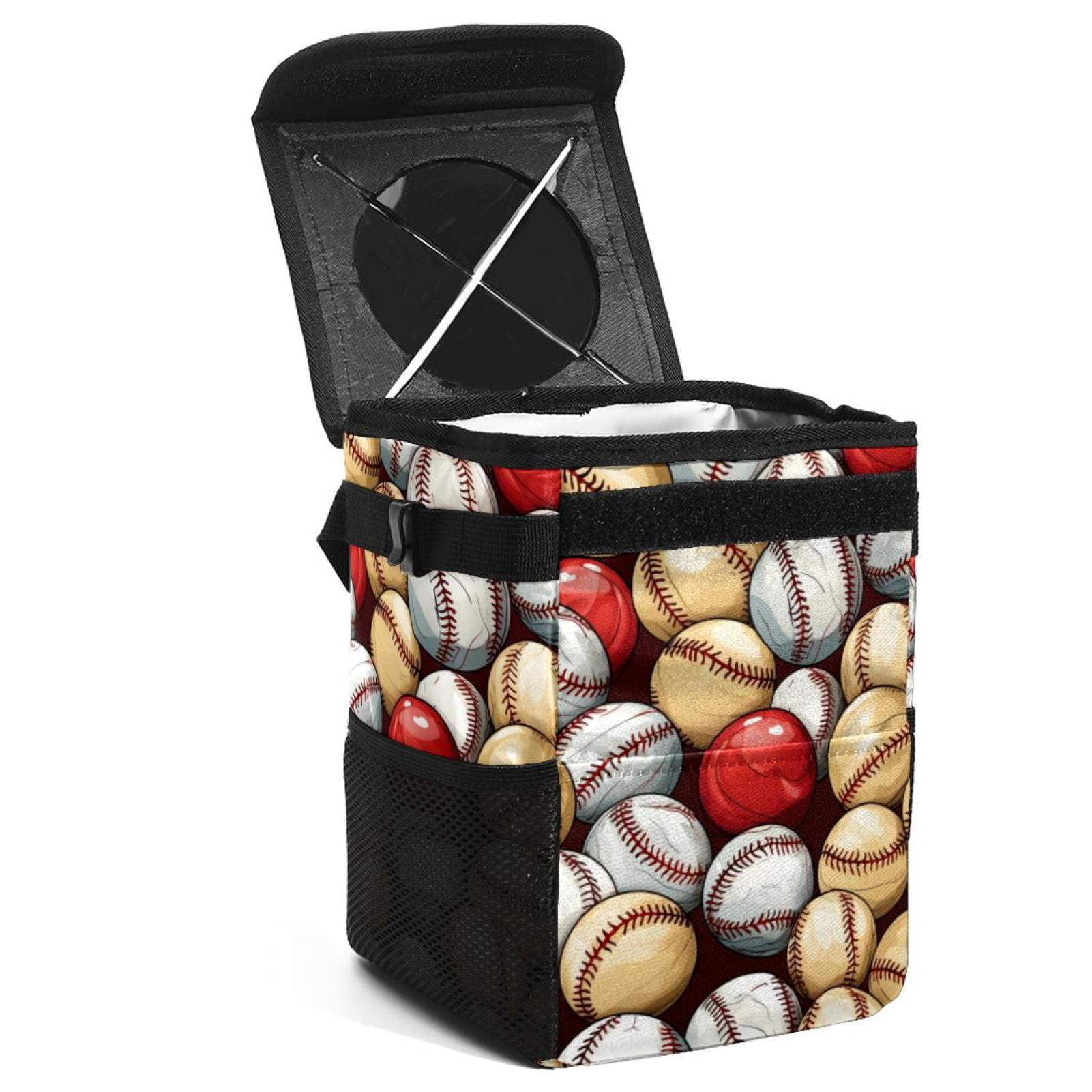 Baseball Car Garbage Can Trash Can for Car, Foldable, with Lid, Leak ...