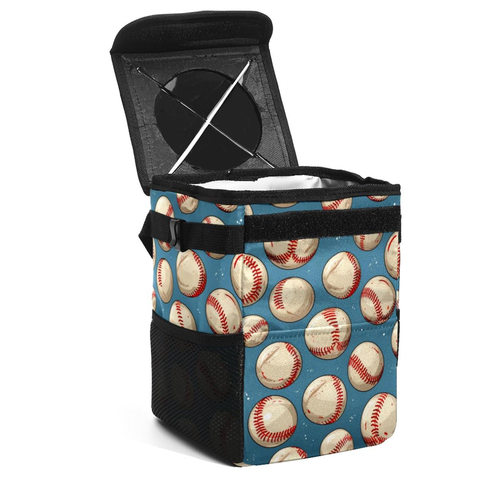 Baseball Car Trash Bin - Foldable with Lid, Leak-Proof, Hanging Storage ...
