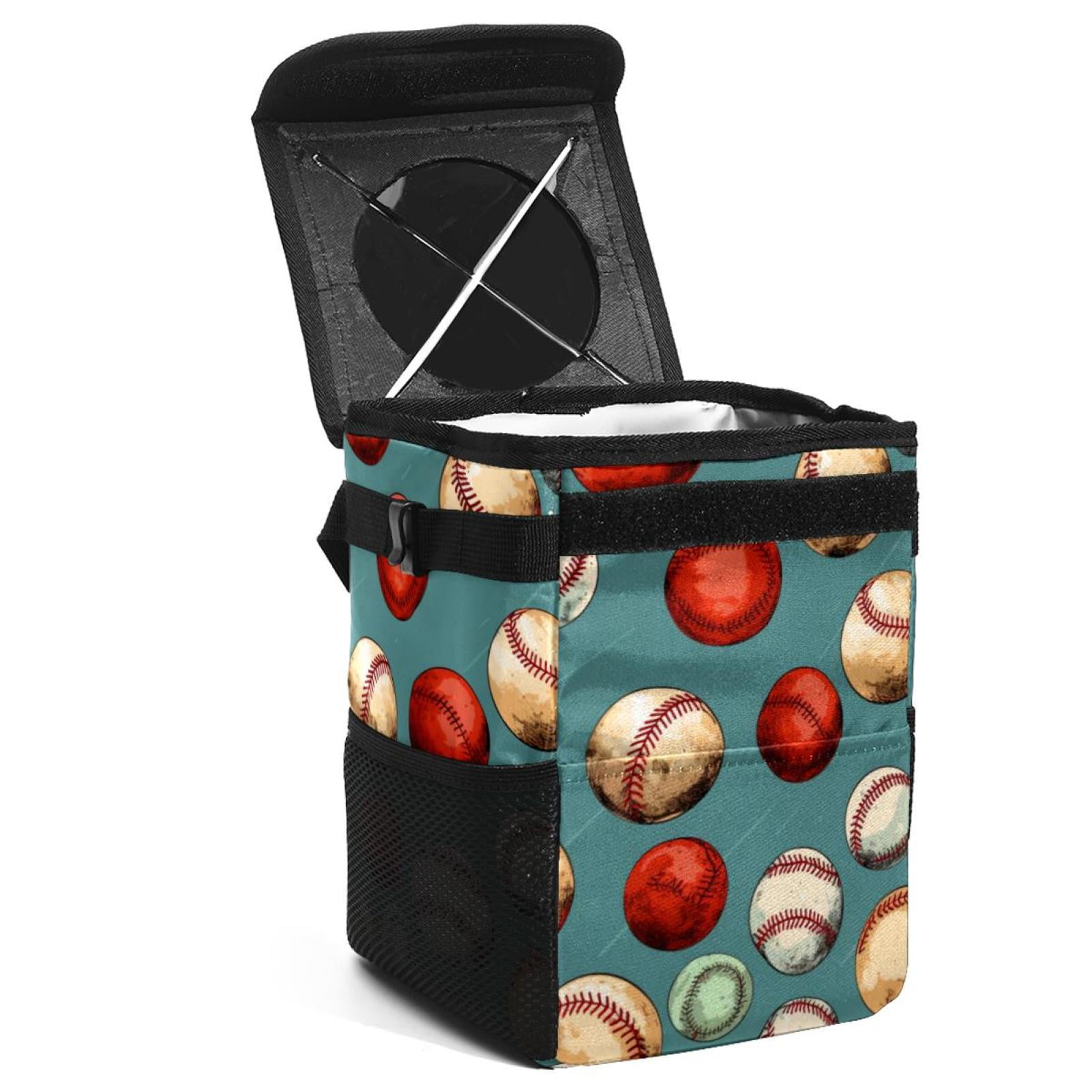 Baseball Car Trash Bin - Foldable with Lid, Leak-Proof, Hanging Storage ...
