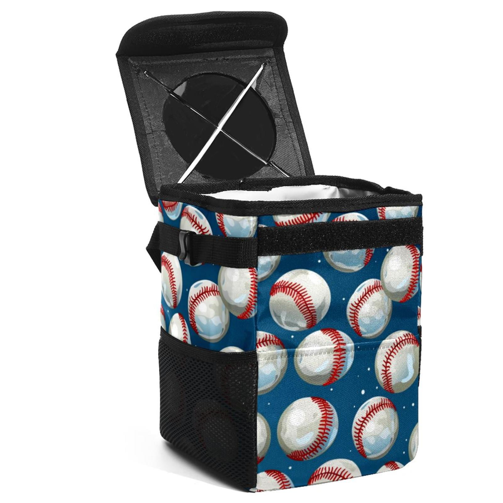 Baseball Car Trash Bin - Foldable with Lid, Leak-Proof, Hanging Storage ...