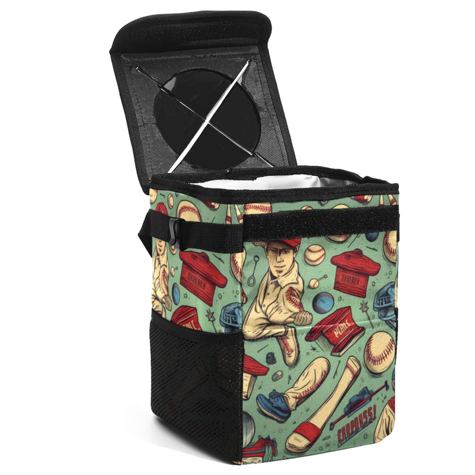 Baseball Car Trash Can Mini Trash Can, Foldable with Lid, Leak-Proof ...