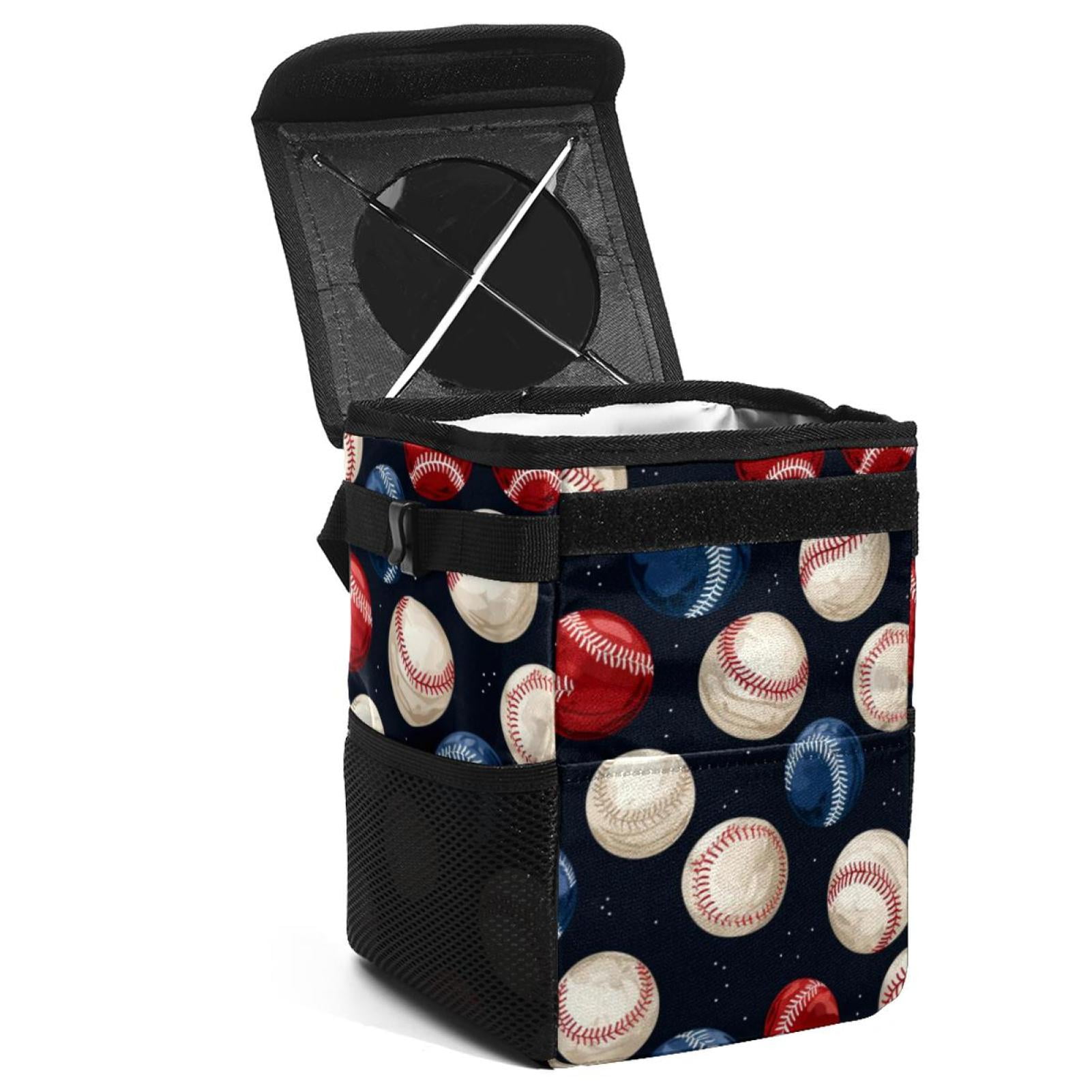 Baseball Car Trash Can with Lid, Foldable Leak-Proof Car Garbage Can ...