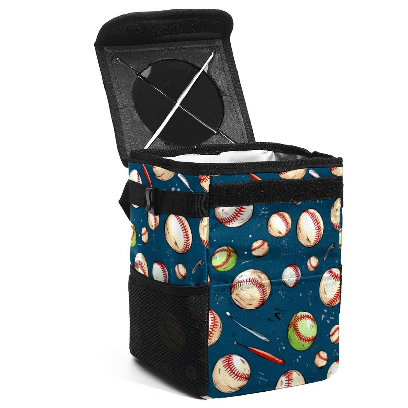 Baseball Car Trash Can with Lid, Foldable Leak-Proof Car Garbage Can ...