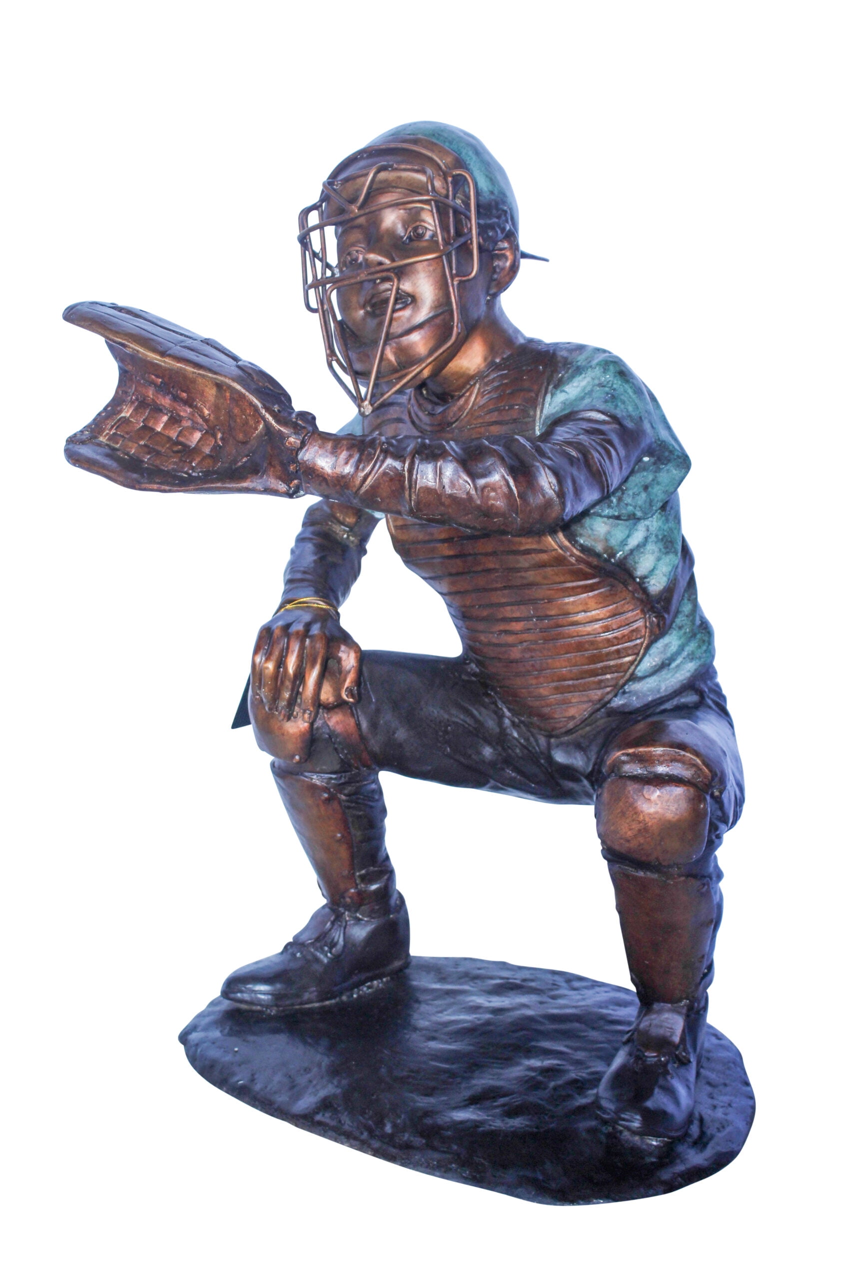 Baseball Catcher bronze statue, Dynamic Sports Decor 26" x 23" x 34"H ...