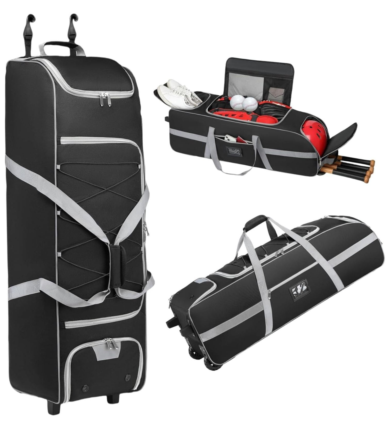 Baseball Catcher's Bag with Wheels for 4 Bats, Baseball Bag for ...