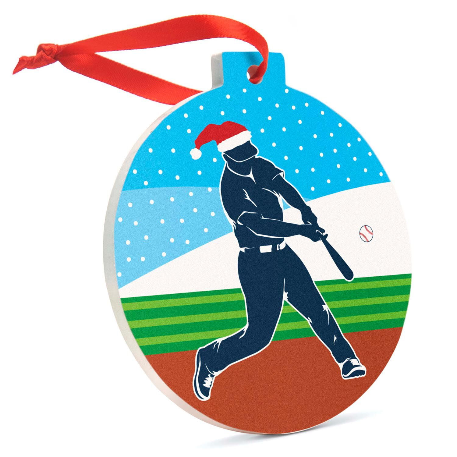 Baseball Ceramic Ornament | Baseball Silhouette with Santa Hat ...