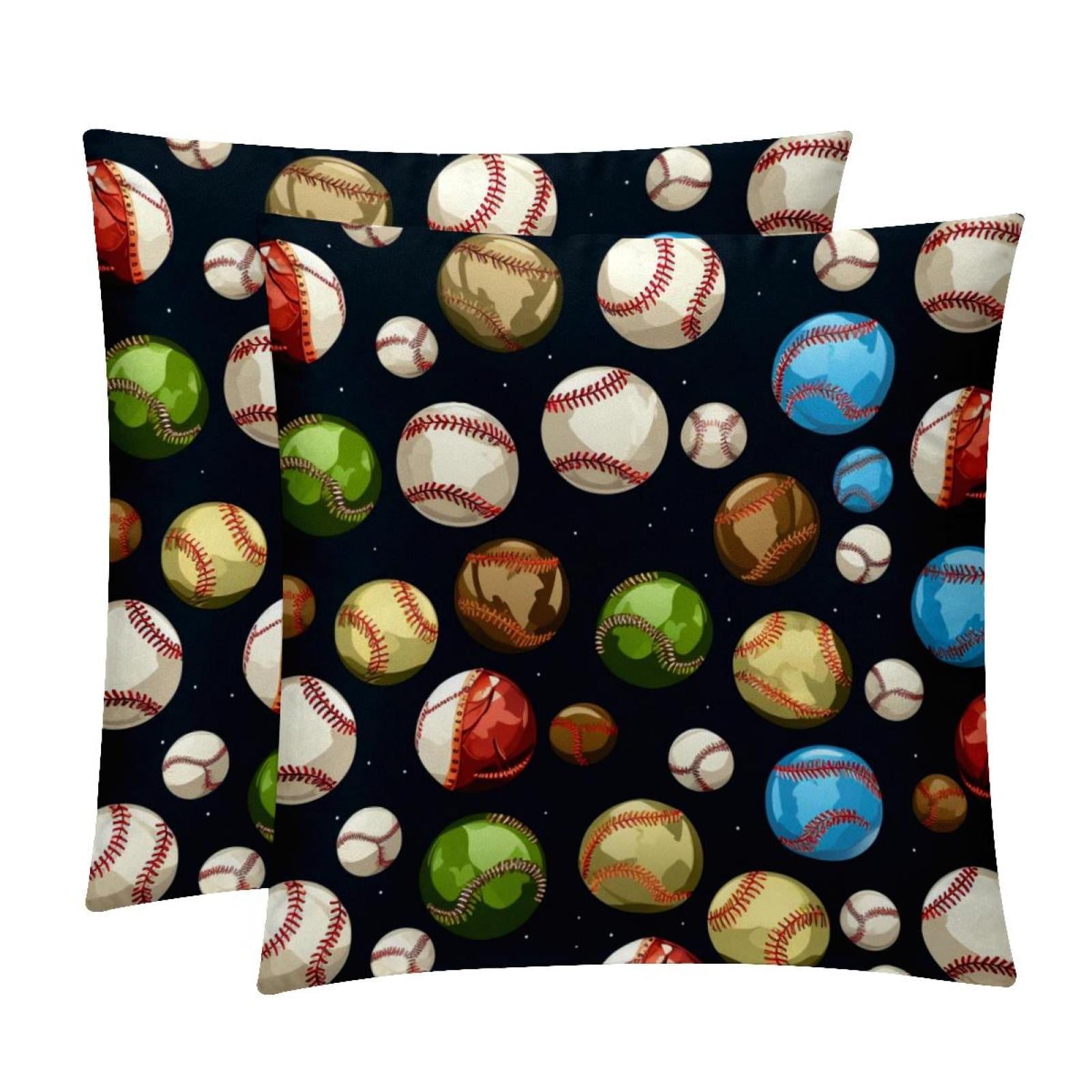 Baseball Chair Pillow Covers Set with Velvet Material, Unique Patterns ...
