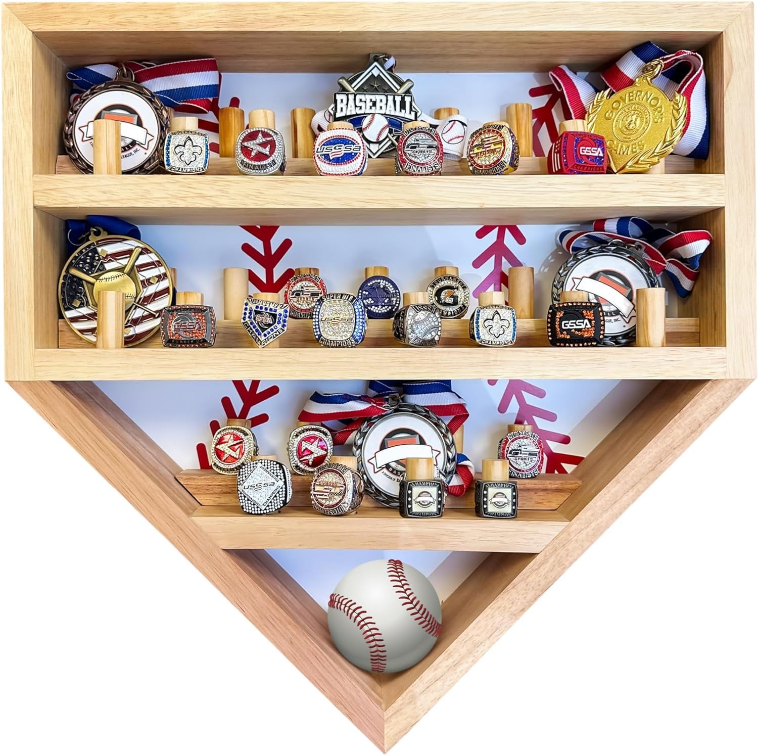 Baseball Championship Ring and Ball Display Case- Fully Customizable ...