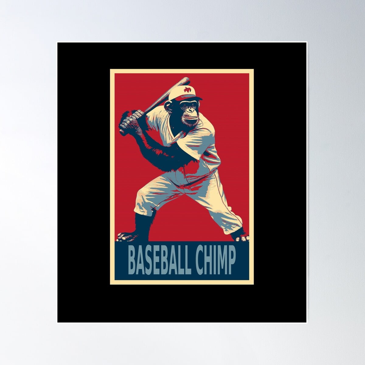 Baseball Chimpanzee Hope Poster Wall Art, Modern Wall Decor For Living ...